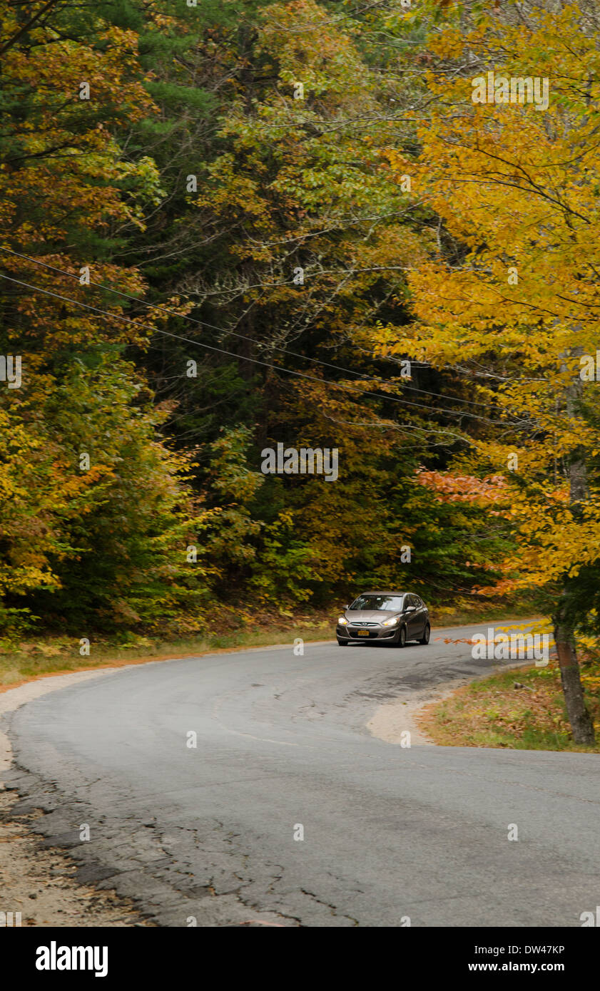 Waterford Maine foliage fall leaves road lonely drive car in Northern ...