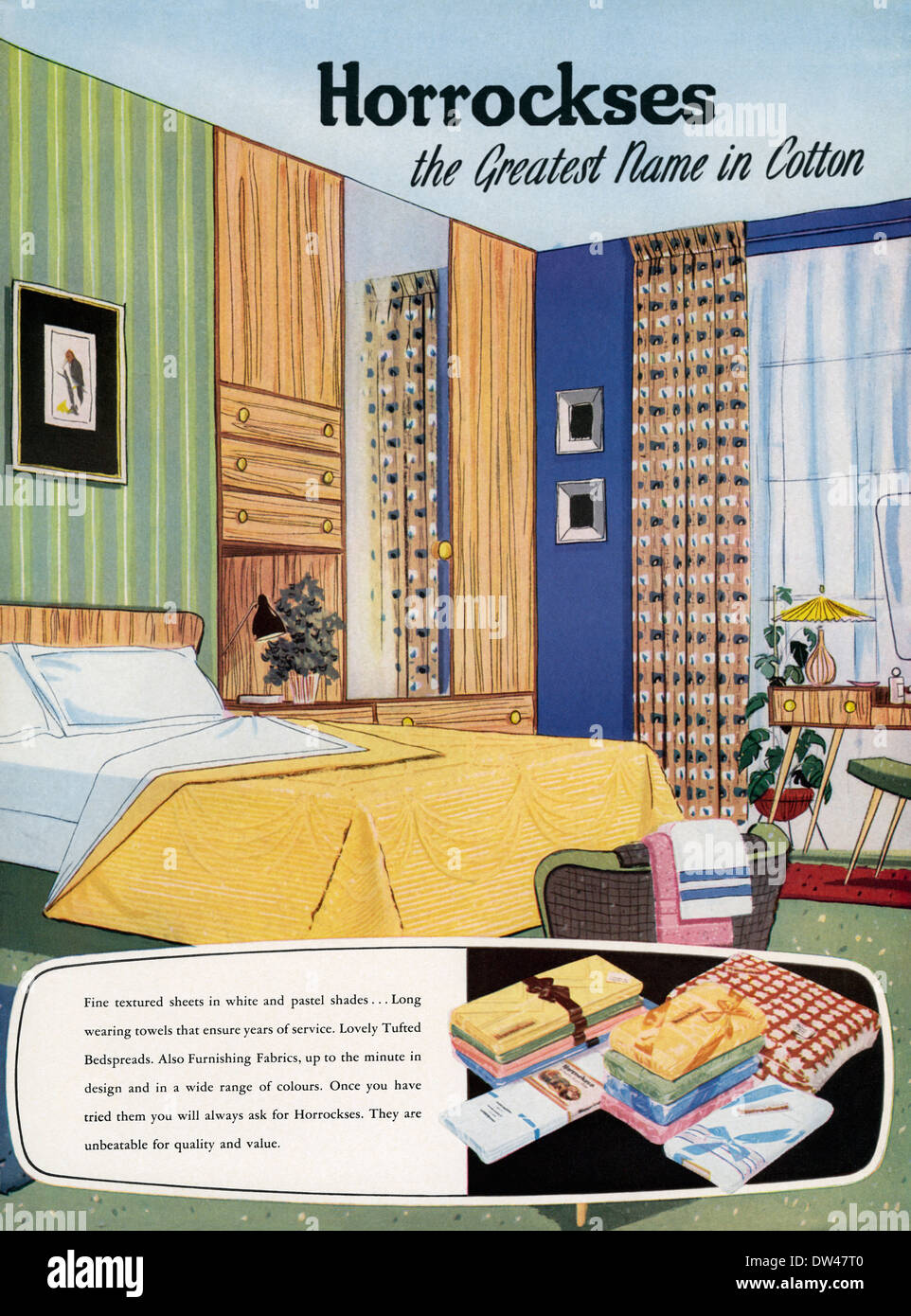 Old advert for Horrockses cotton bedding and sheets. The advert ...