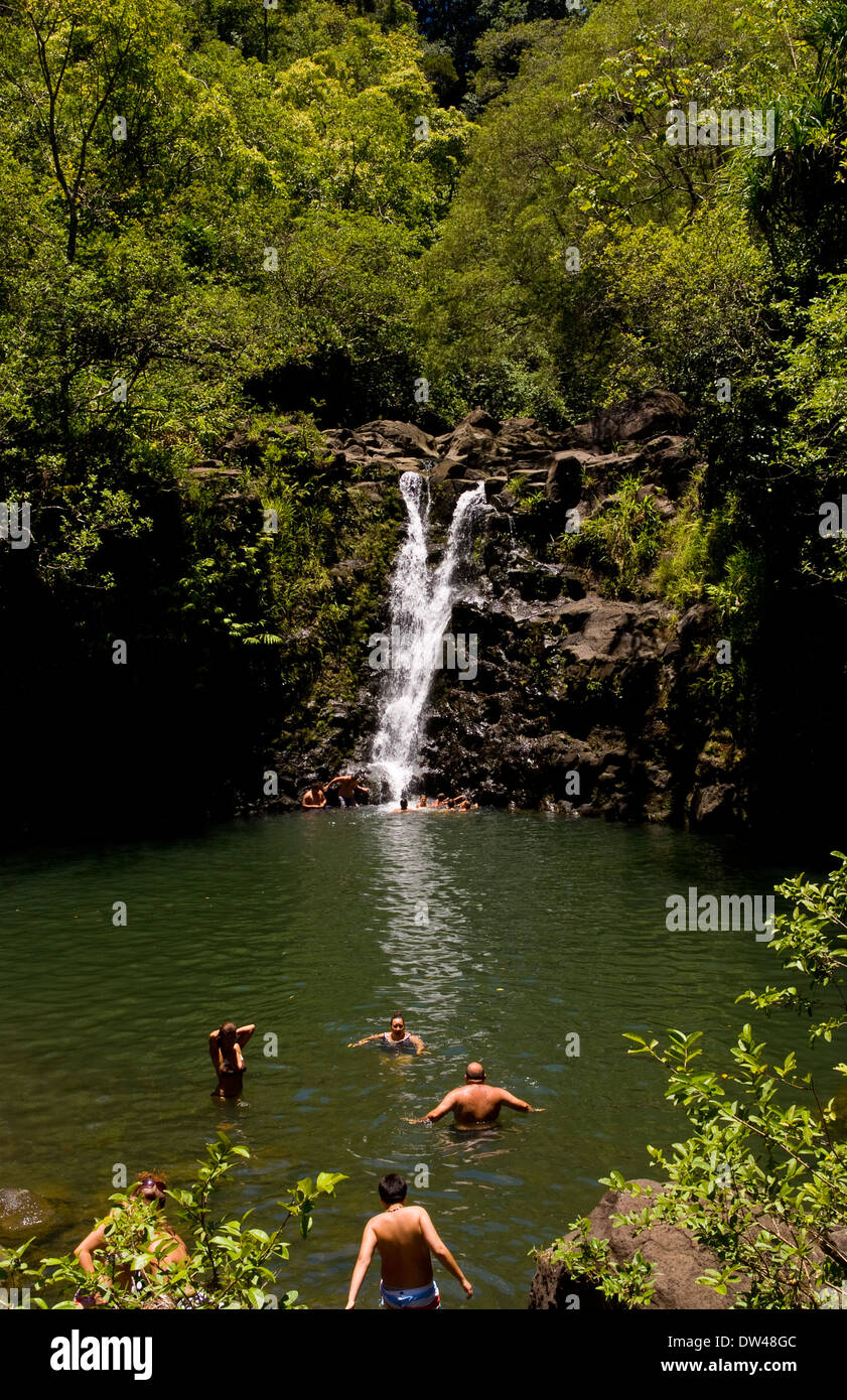 Relaxing waterfall on remote Road to Hana with water moving and place ...