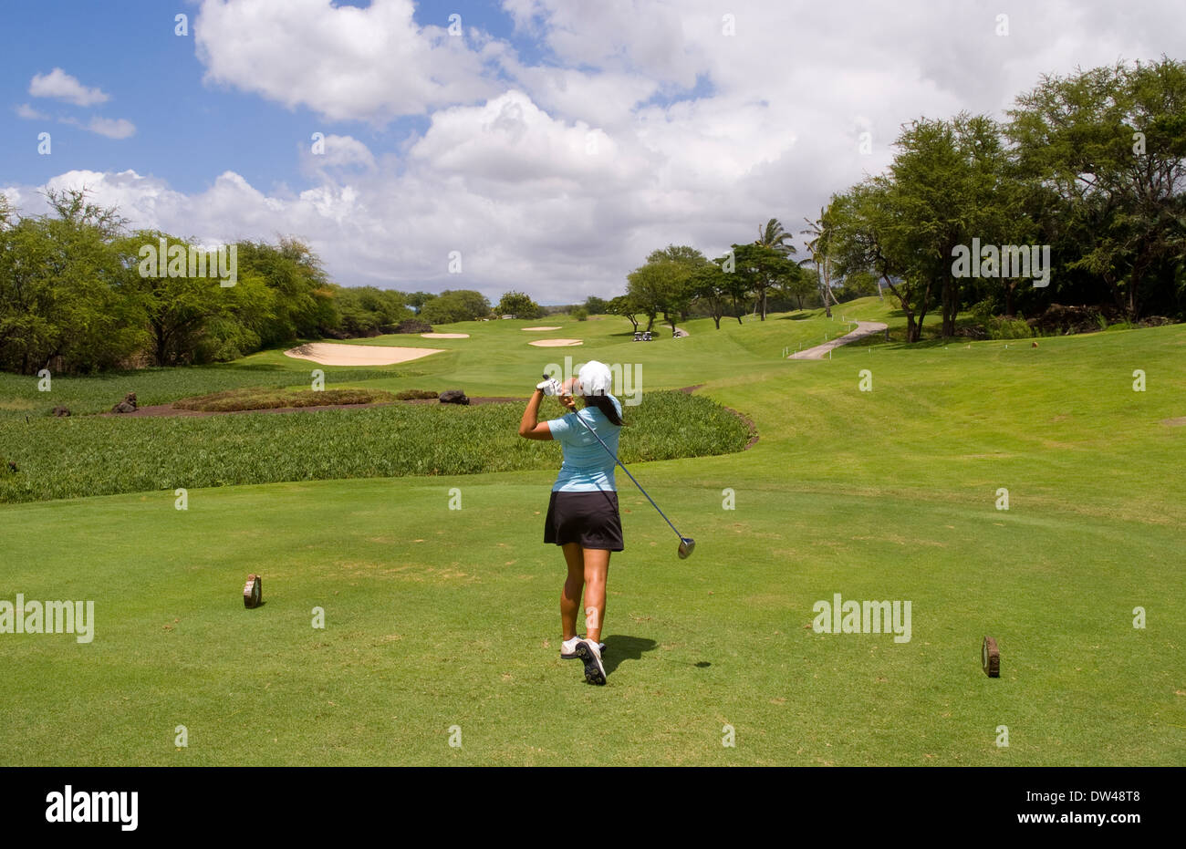 Chinese golfing beautiful woman at exclusive beautiful Wailea Emerald ...