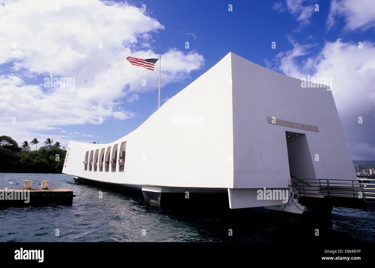 World famous USS Arizona monument in Pearl Harbor from World War II ...