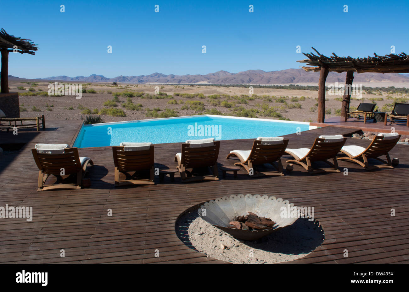 Namibia Africa desert remote Okahirongo Elephant Lodge fireplace ...