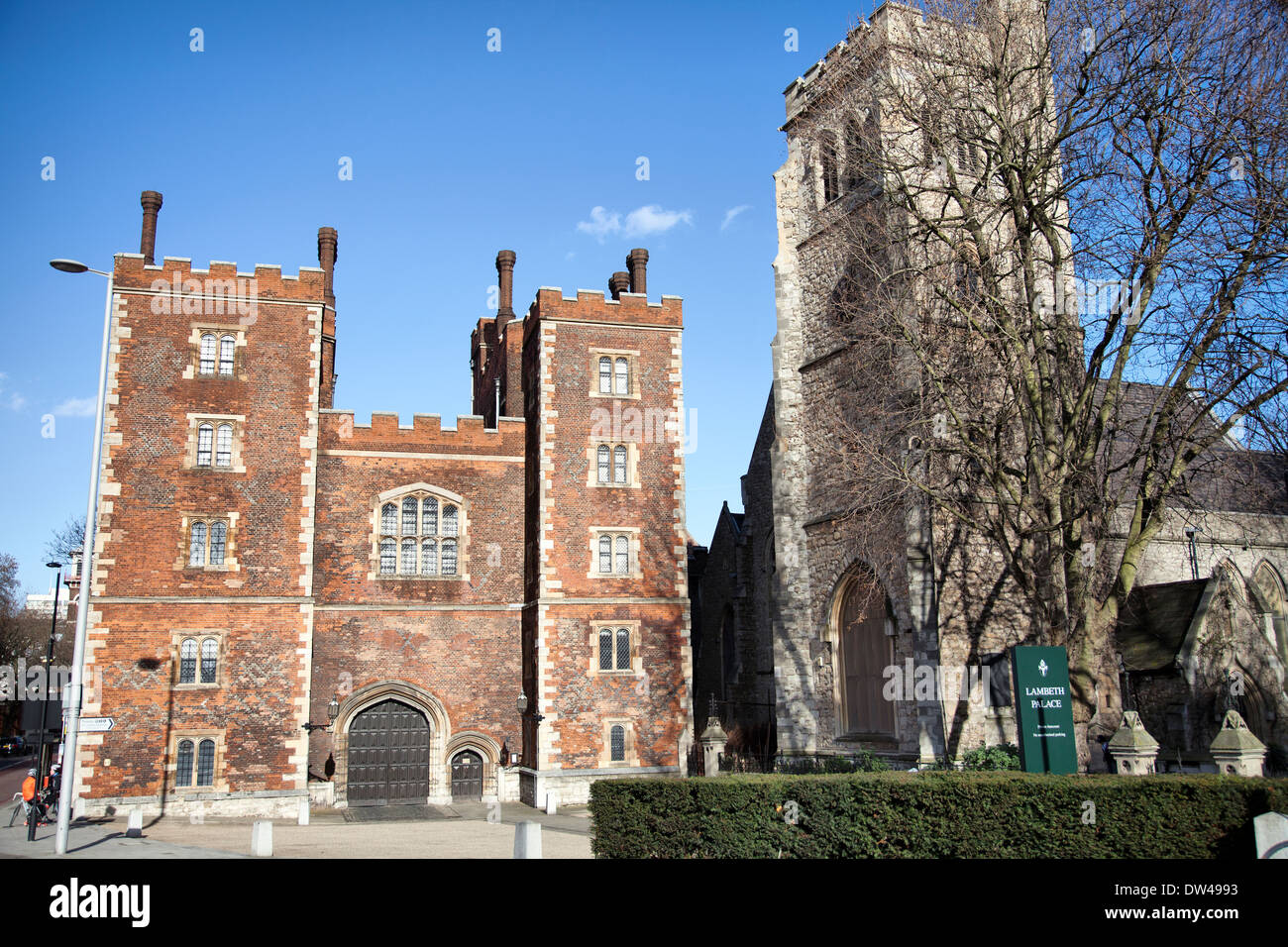 Mortons Tower part of Lambeth palace on left, next to St-Mary-at ...