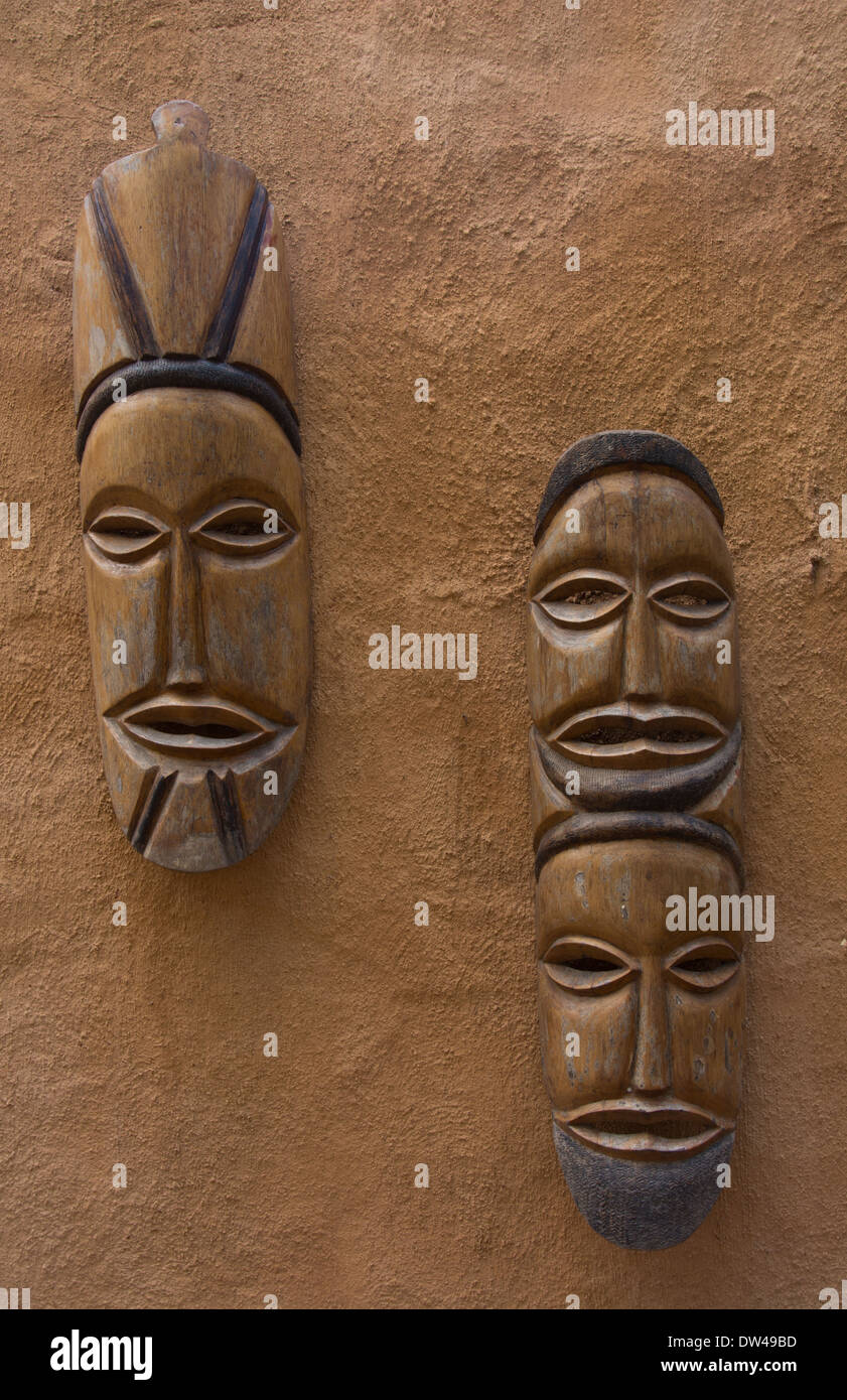 Namibia Africa near Windhoek Himba art work on wall at Okonjima Bush ...