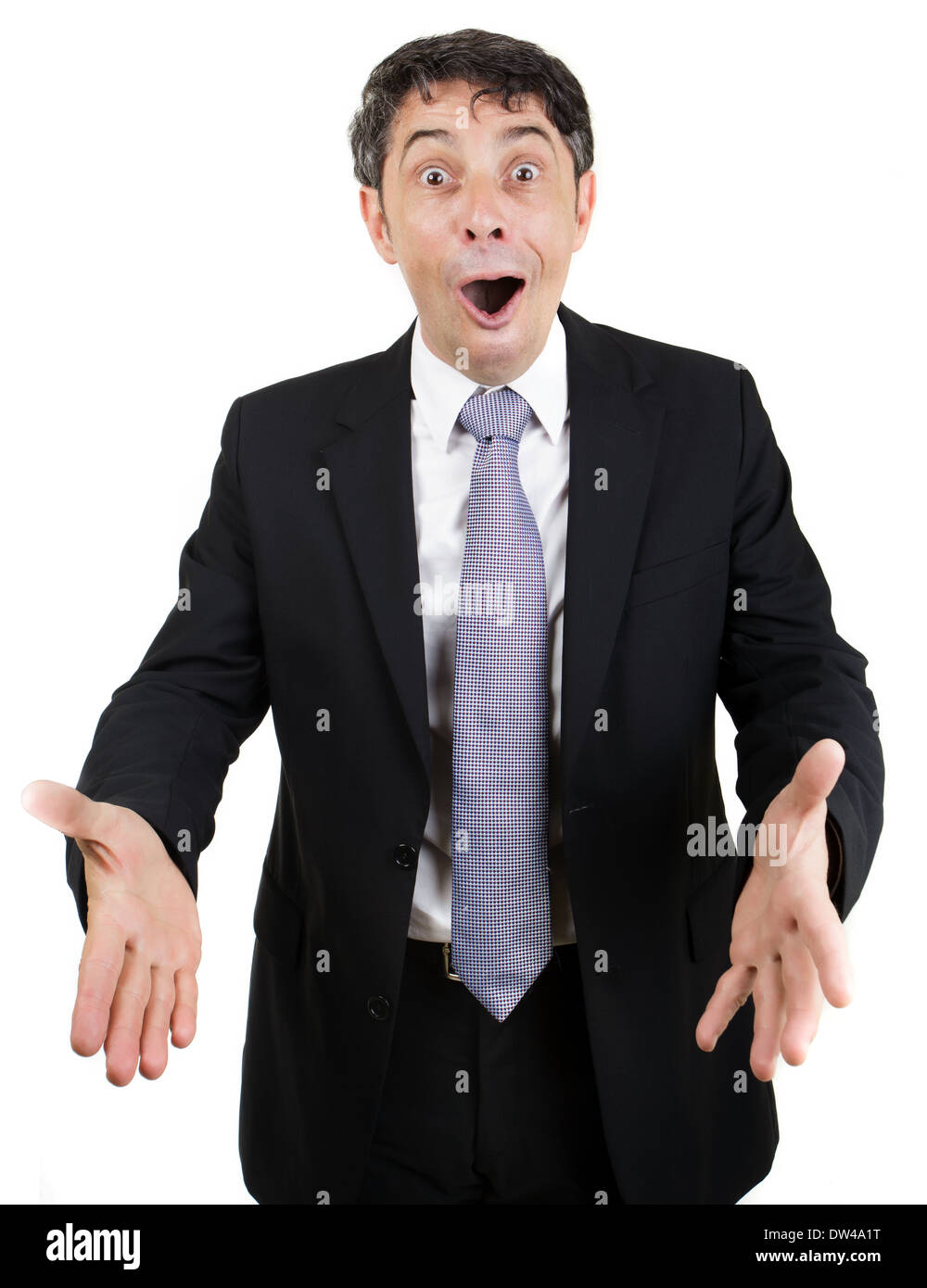 Overjoyed businessman with a pleased expression and his mouth open ...