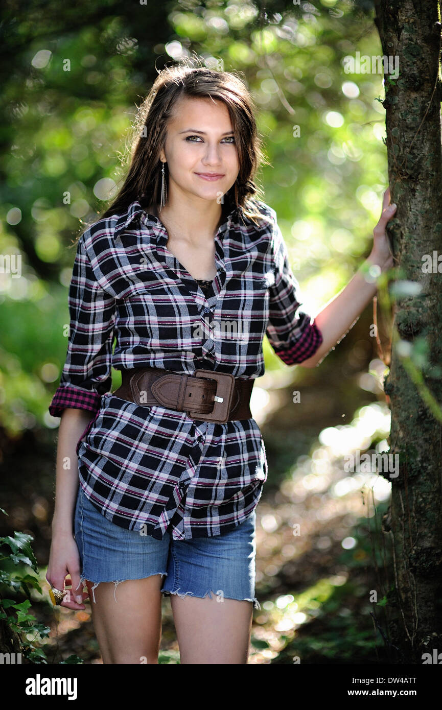 Girl in the forest Stock Photo - Alamy