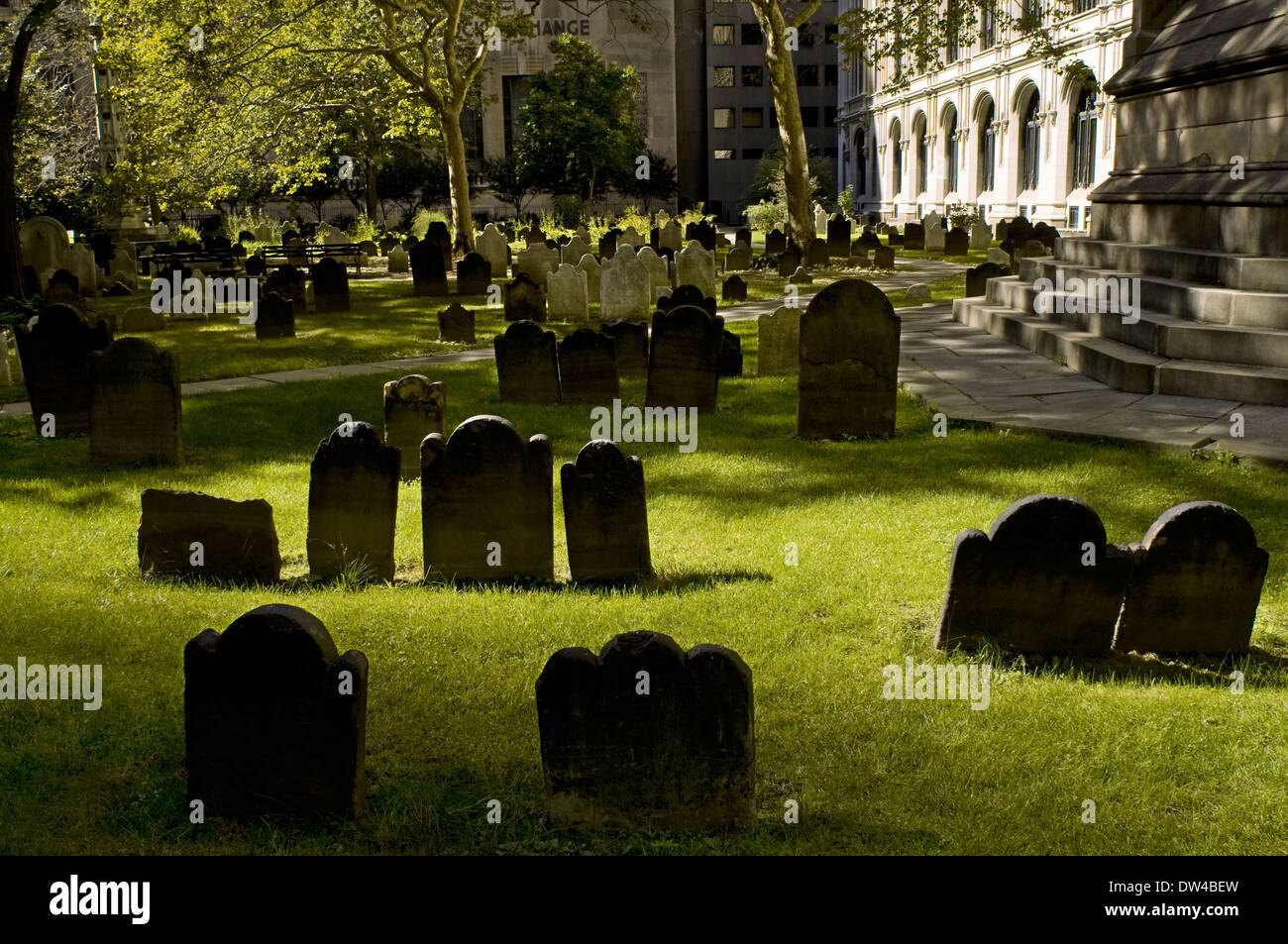 Trinity Church Cemetery. 11 Wall Street roadway corner of Wall St. The ...