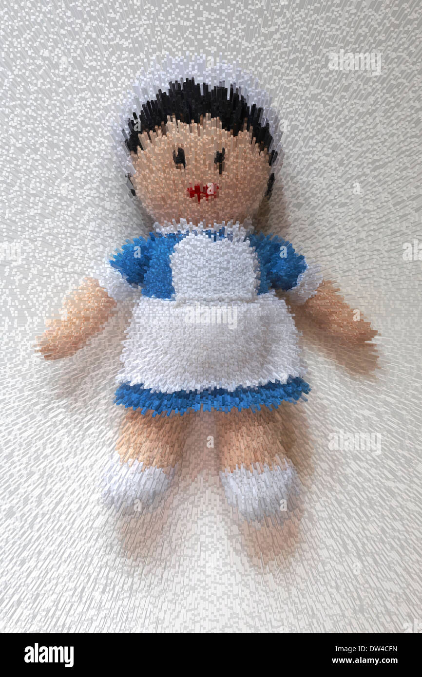 knitted doll - exploding nurse in uniform isolated on white background ...