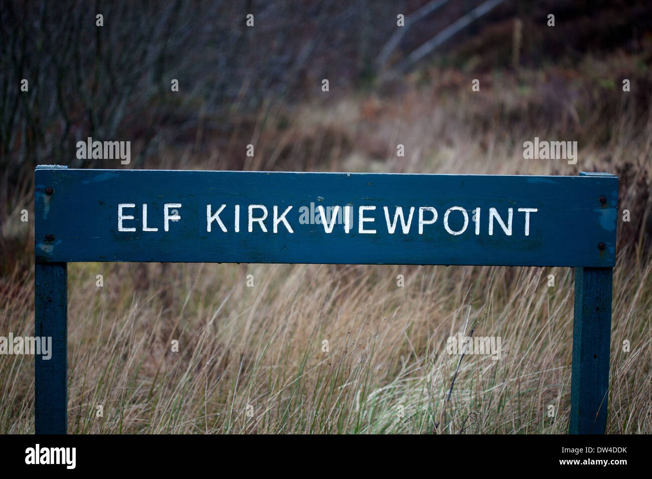 Elf Kirk viewpoint sign Stock Photo - Alamy
