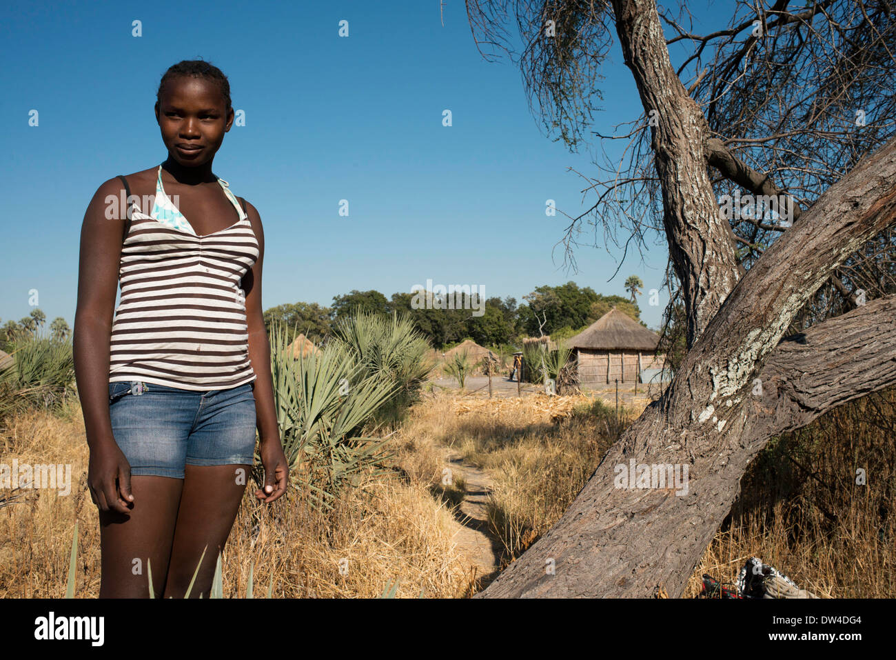 Portrait of a girl Batawana . In the vicinity of Camp Eagle Island Camp ...