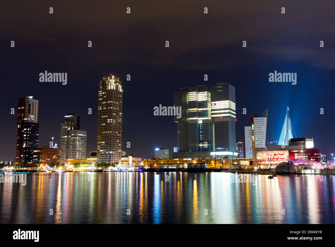 Rotterdam skyline at night Stock Photo - Alamy