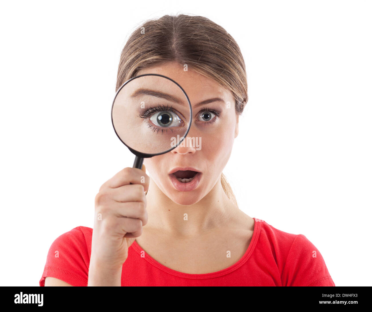 Girl with magnifying glass hi-res stock photography and images - Alamy