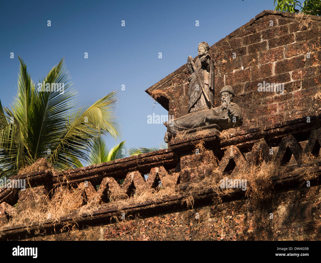 India, Goa, Old Velha Goa, Portuguese era figures decorating Viceroy’s ...