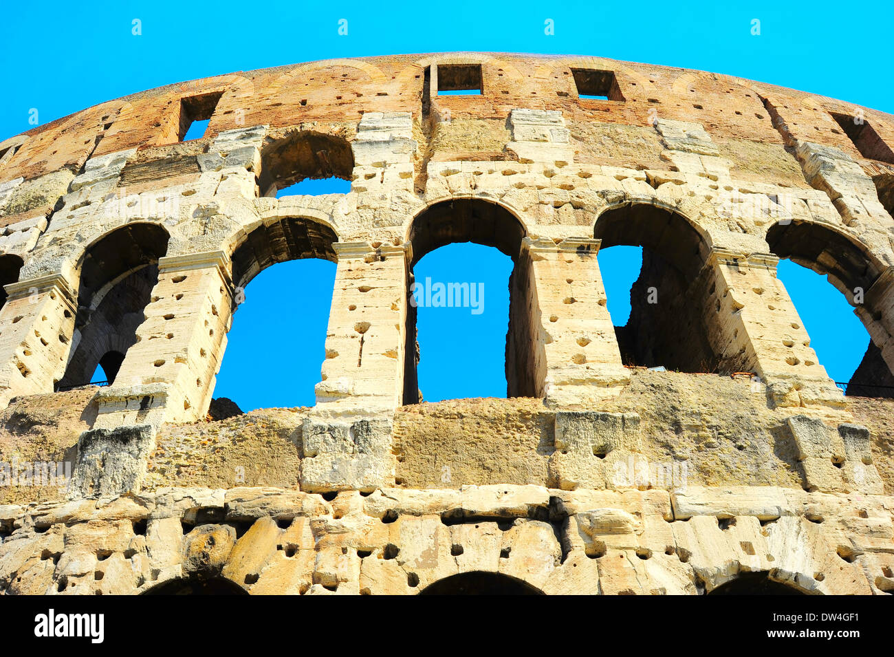 Close up detail of Colosseum wall. bottom view. Rome, Italy Stock Photo ...