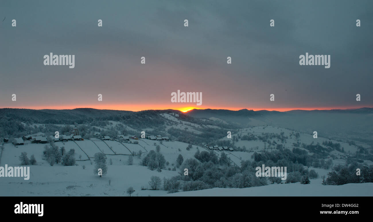 Landscape in Romania in winter Stock Photo - Alamy