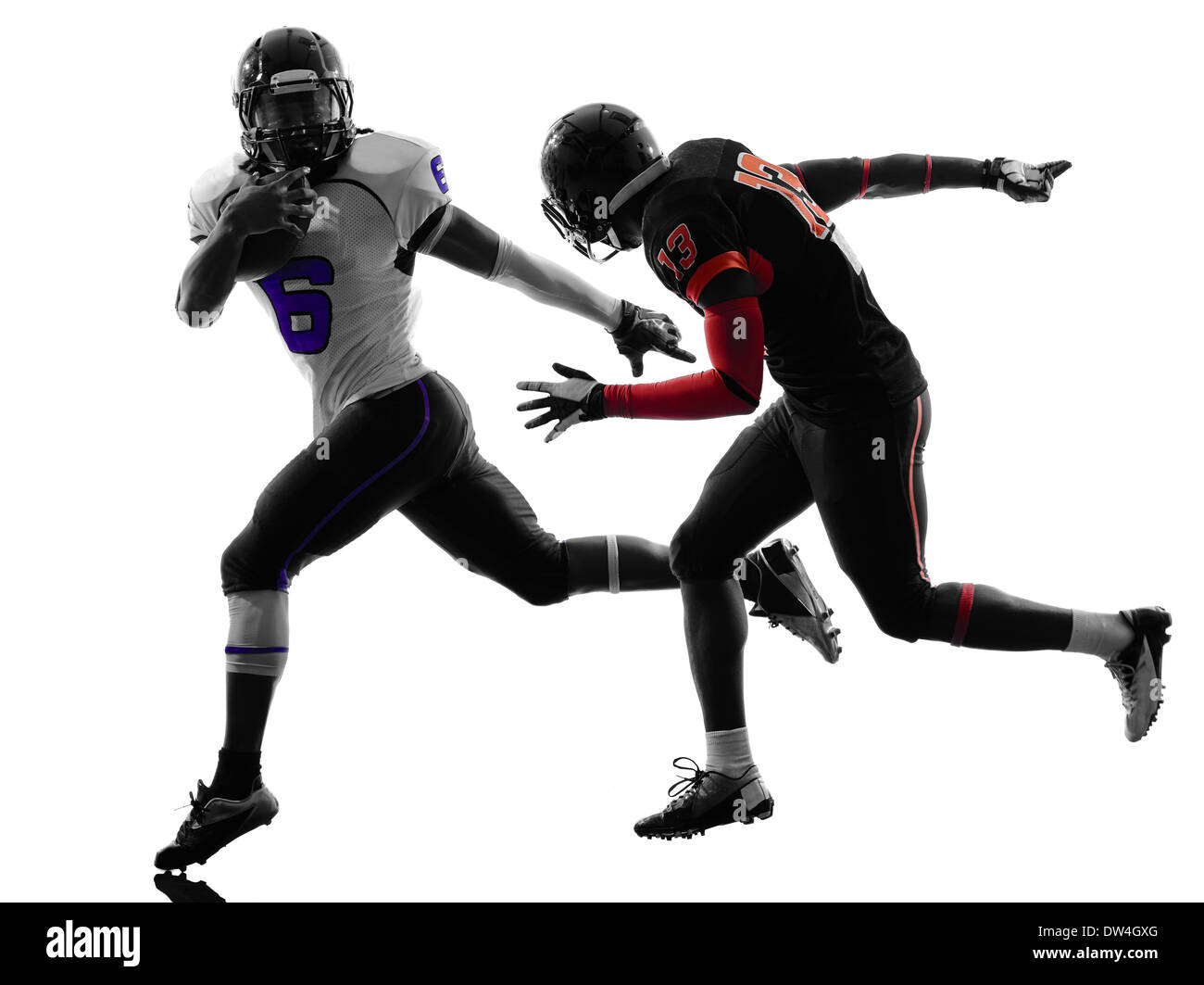 two american football players in silhouette shadow on white background ...