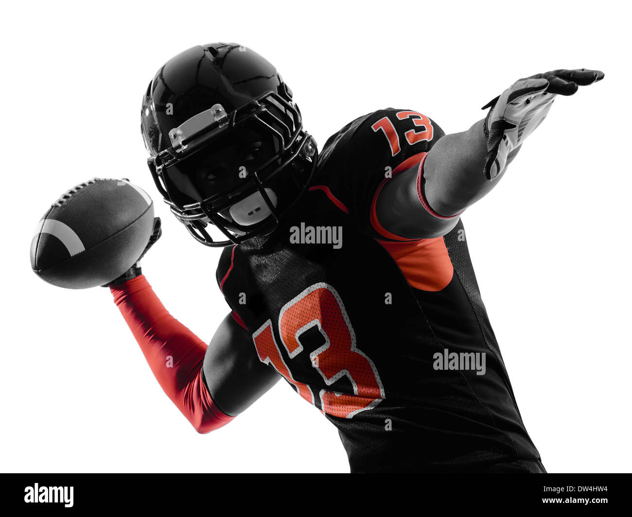 one american football player quarterback passing portrait in silhouette ...