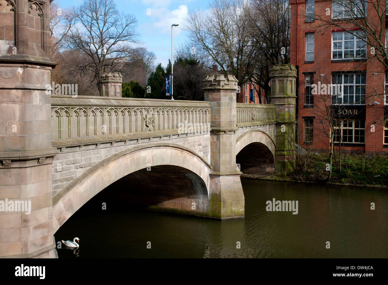Newarke Bridge and River Soar, Leicester, Leicestershire, England, UK ...