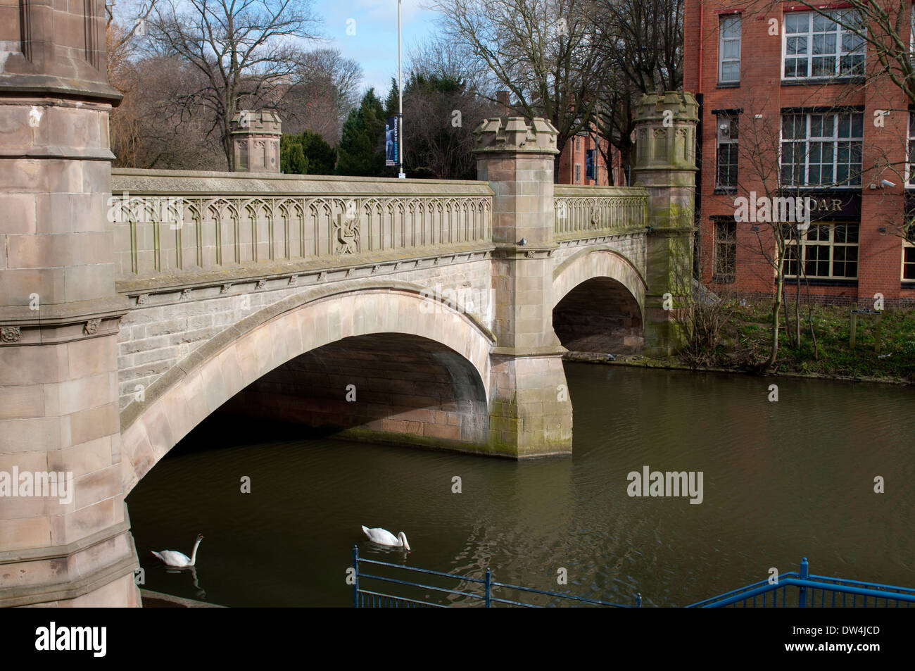Newarke Bridge and River Soar, Leicester, Leicestershire, England, UK ...