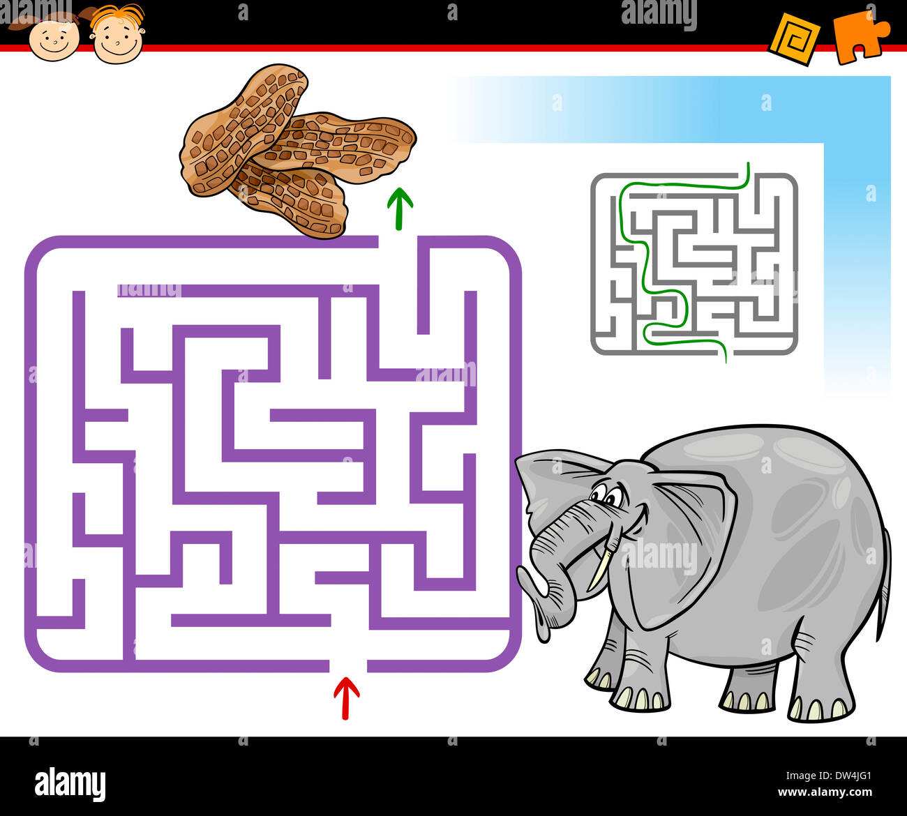 Cartoon Illustration of Education Maze or Labyrinth Game for Preschool ...