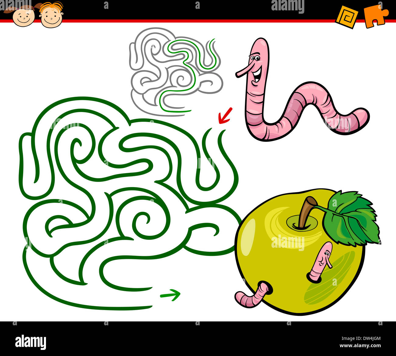 Cartoon Illustration of Education Maze or Labyrinth Game for Preschool ...