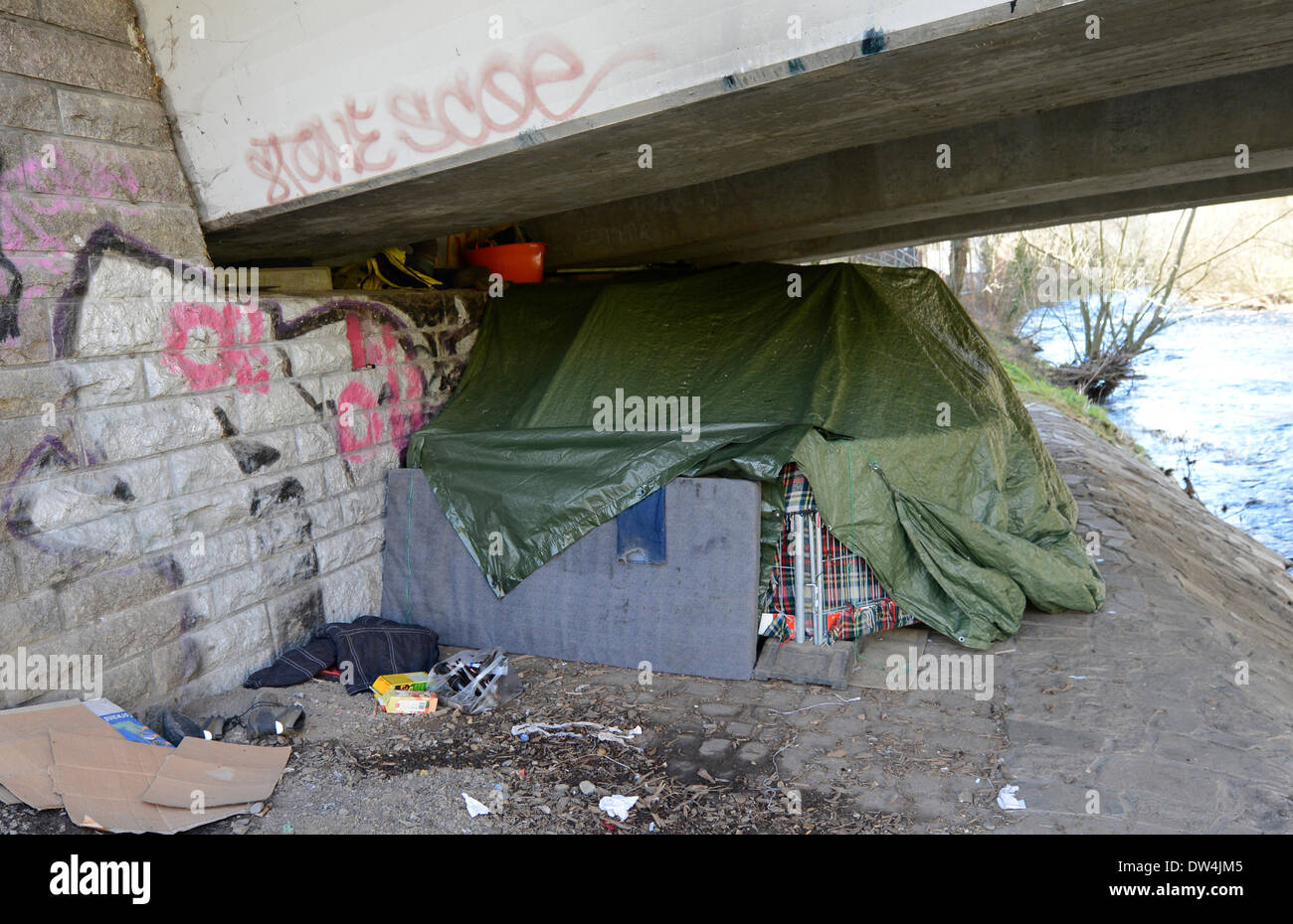 Sleepinplace of a homeless man on Jan., 1, 2013, in Freiburg, southern ...