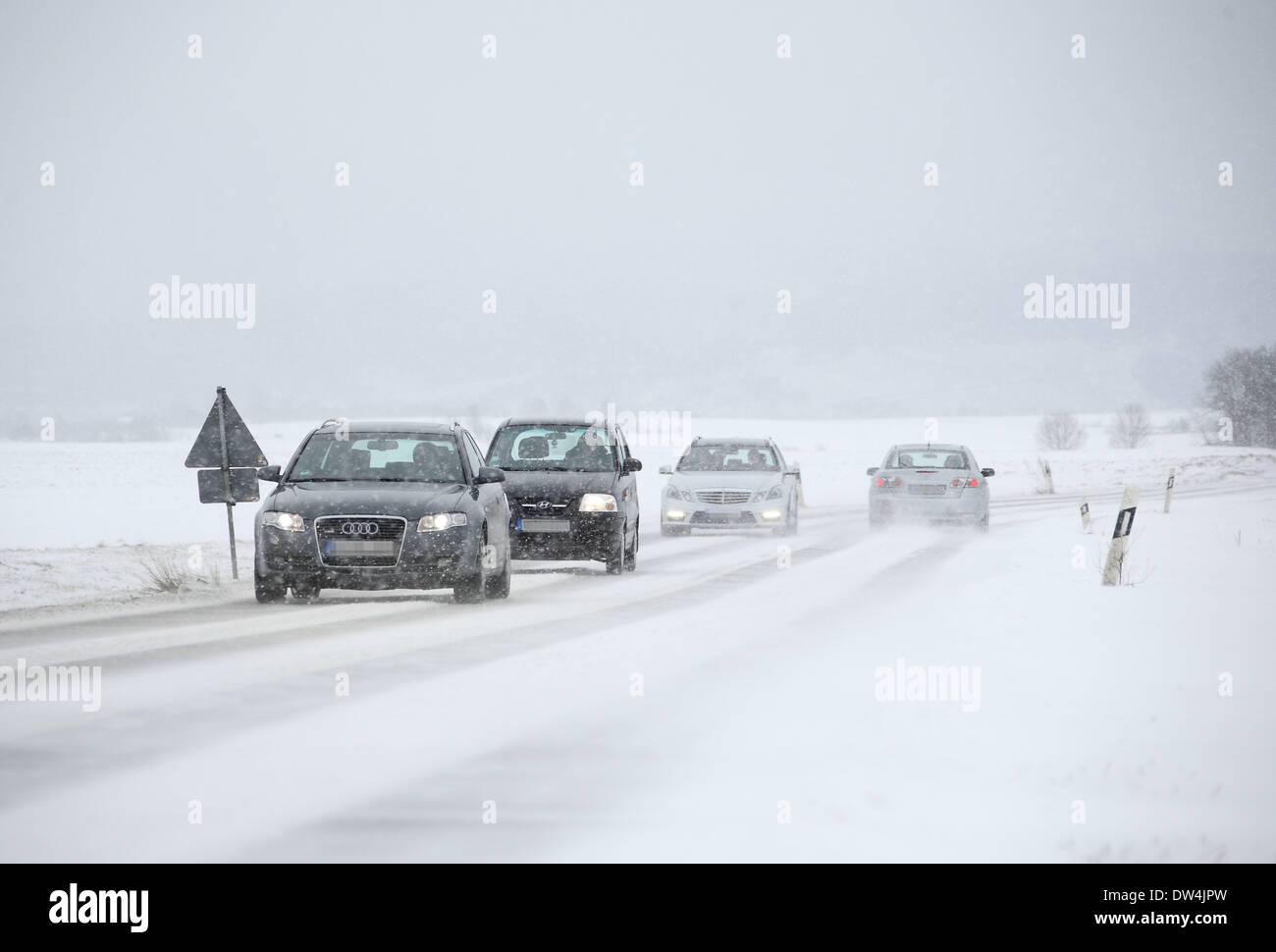 White-off road conditions in greater area of Stuttgart, Germqny, Febr ...