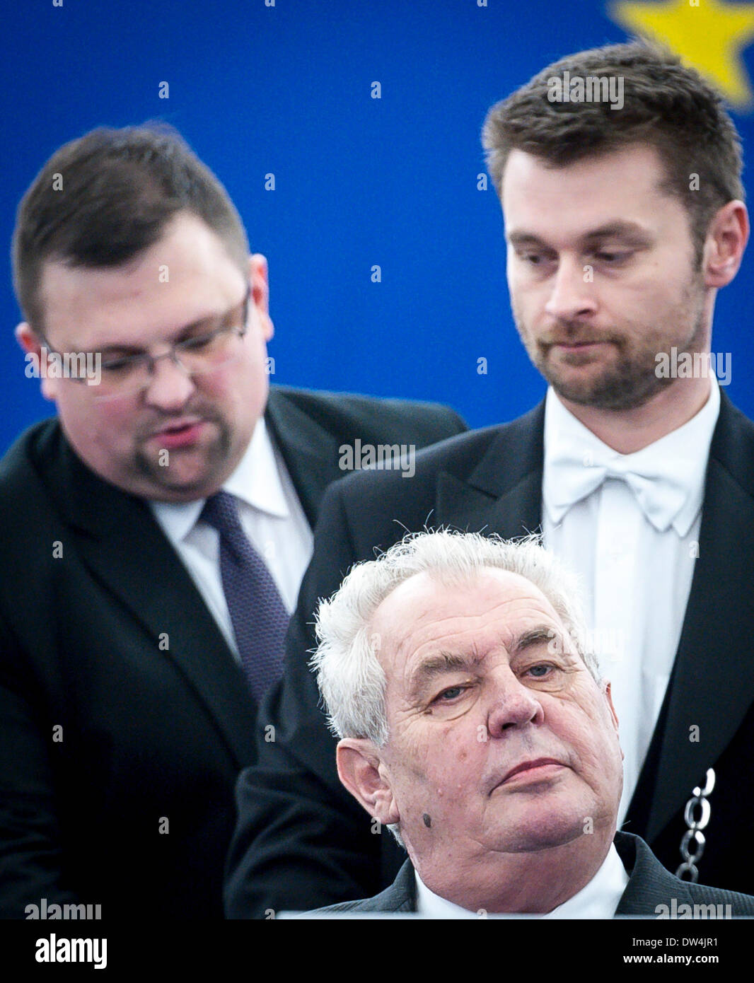 Czech President Milos Zeman (C ) arrives at European Parliament ...
