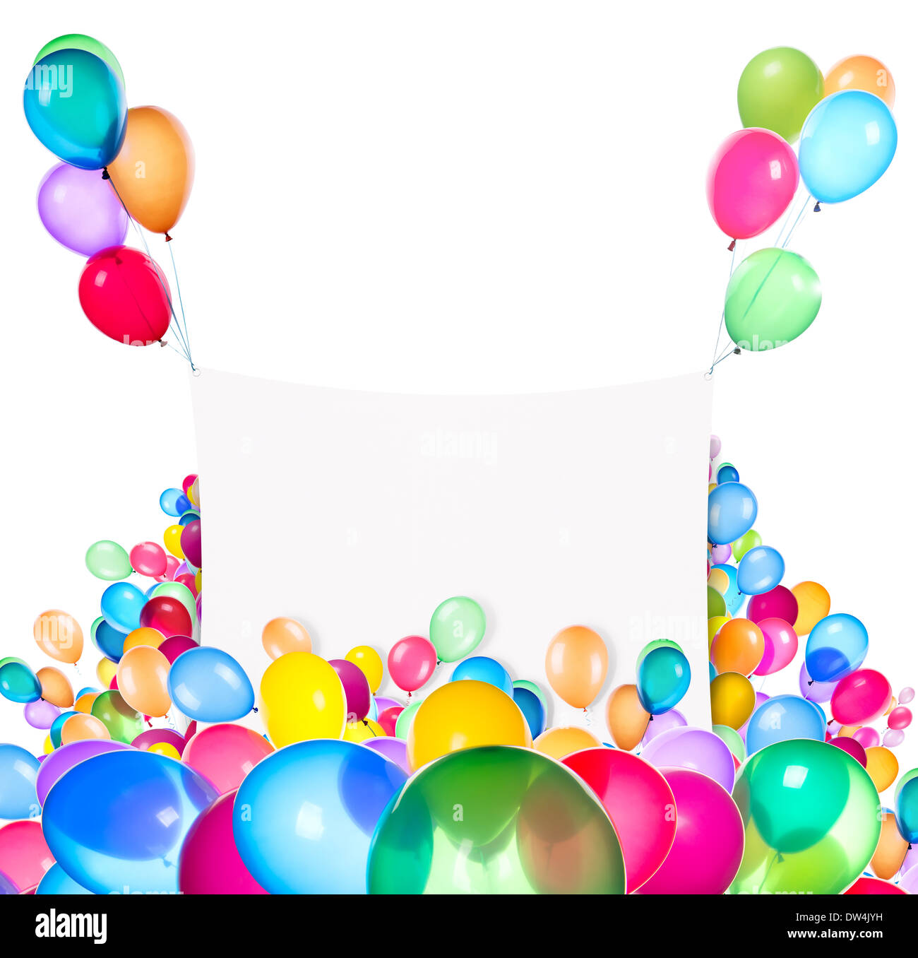 Holiday banners with colorful balloons isolated on white Stock Photo ...