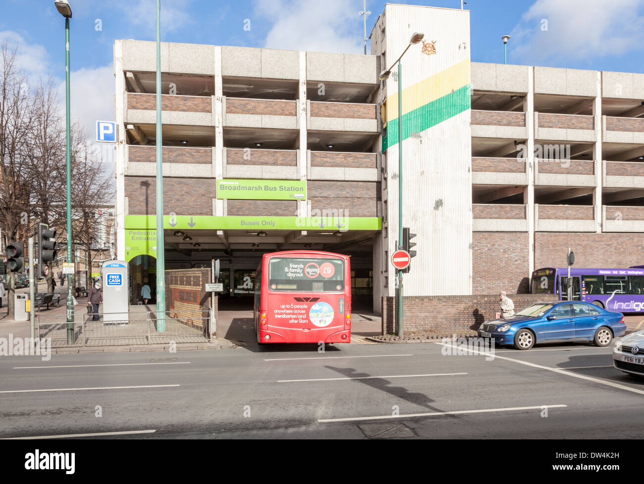 Bus entering the Broadmarsh Bus Station, Nottingham, England, UK Stock ...