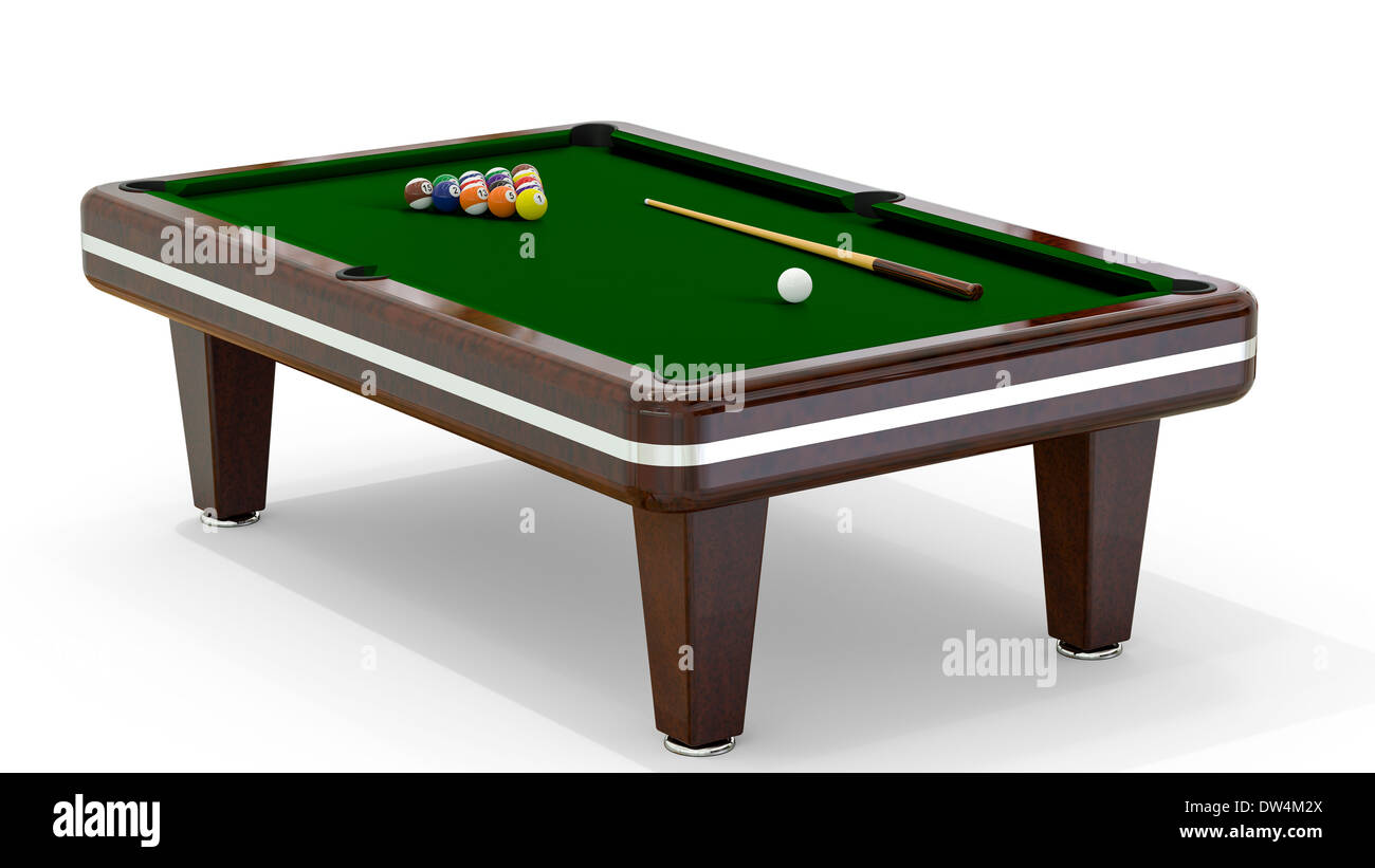 3D rendering of billiard table on white background Stock Photo - Alamy