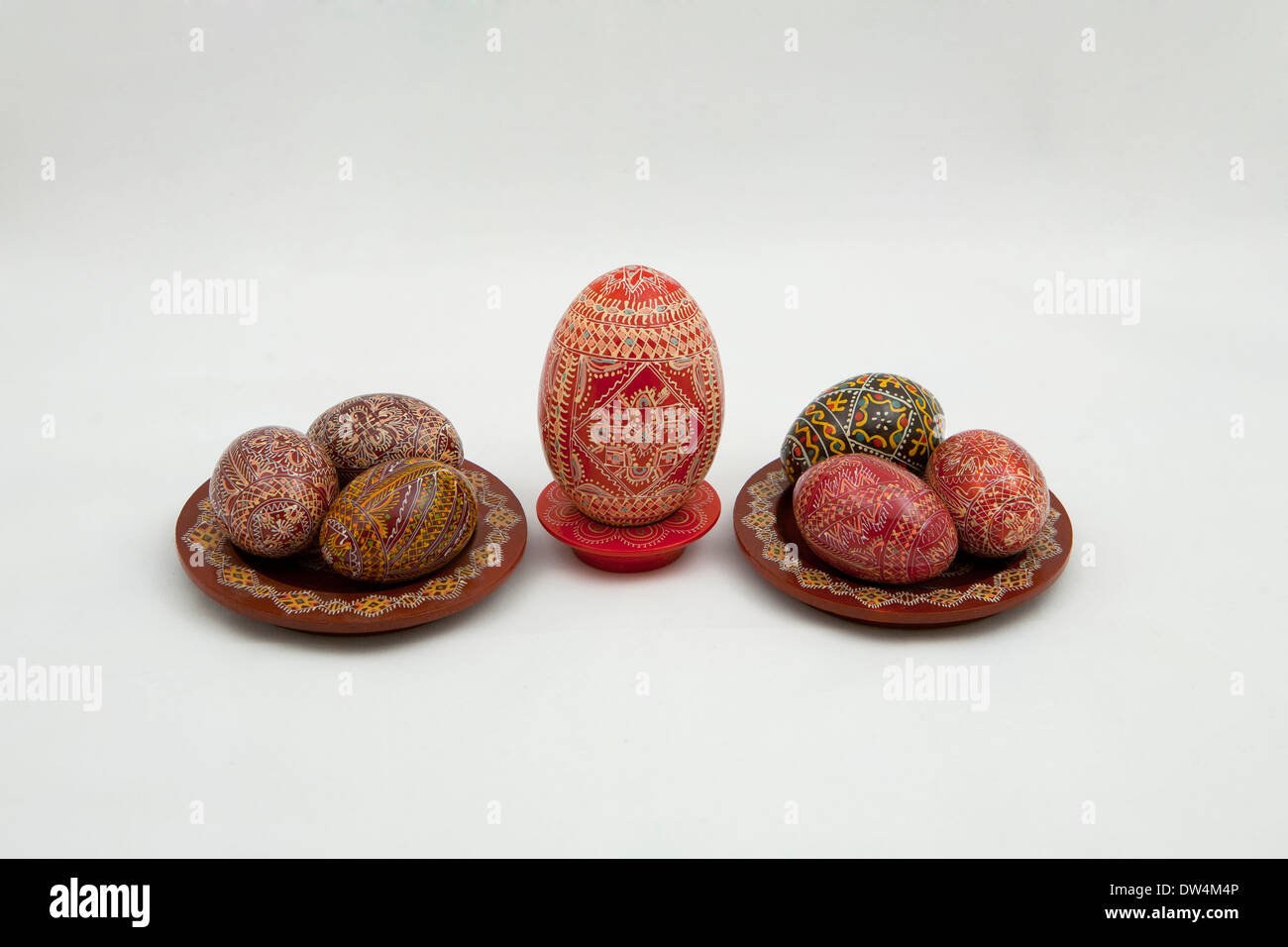 Easter eggs on the plates Stock Photo - Alamy