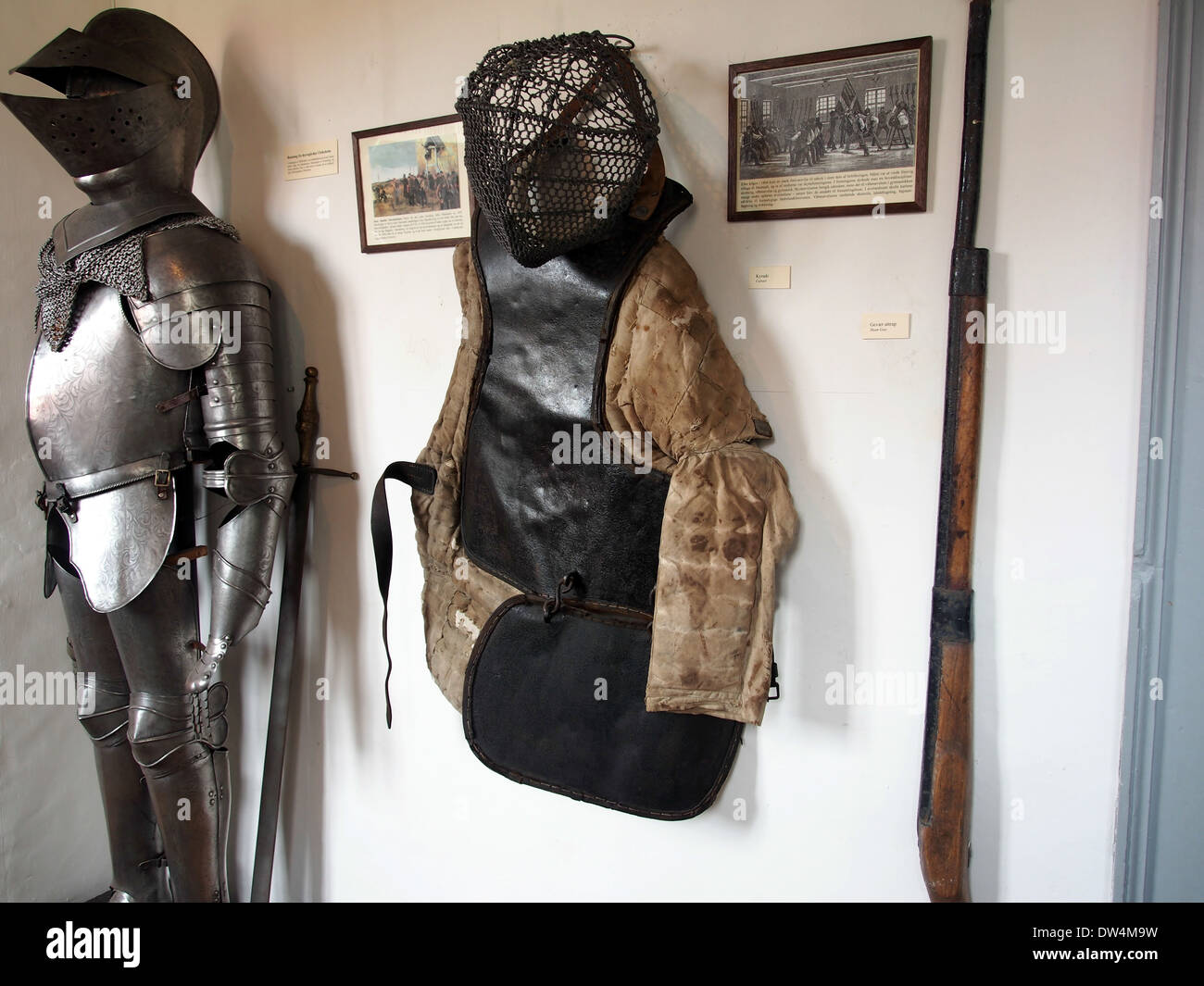 The cuirass, a type of body armor, is displayed in a museum. This ...