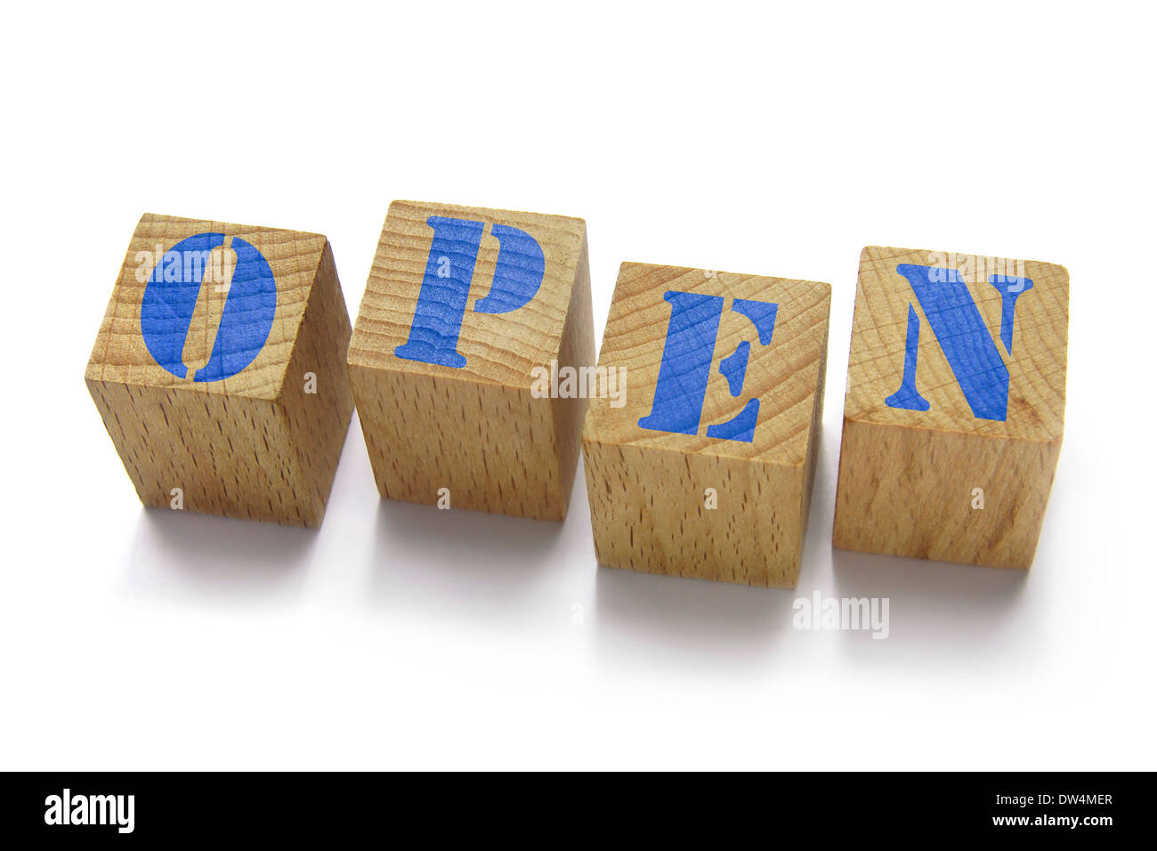 Open word on wooden Cut Out Stock Images & Pictures - Alamy
