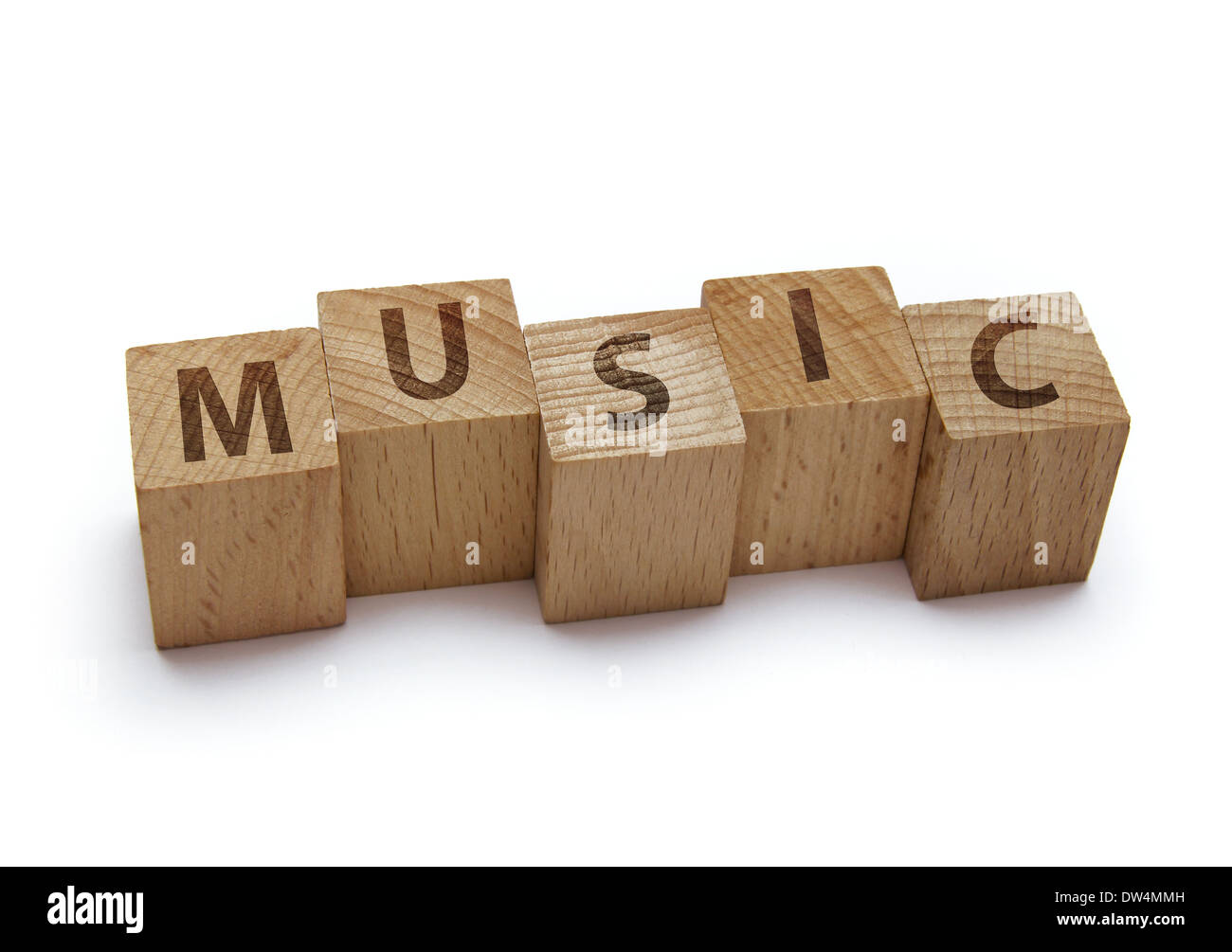 wood blocks with music word on white background Stock Photo - Alamy