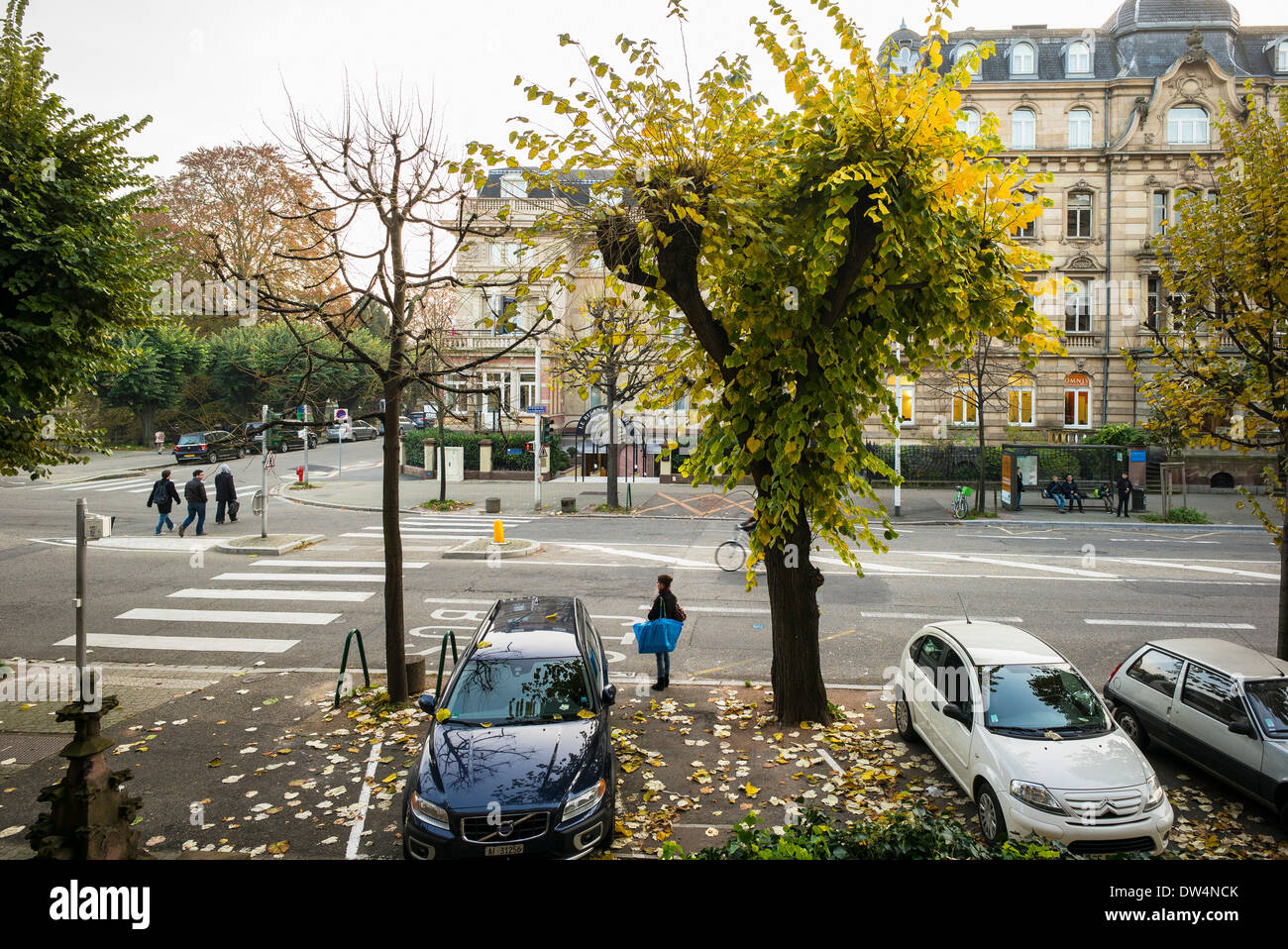 Parked cars on pavement Strasbourg Alsace France Stock Photo - Alamy