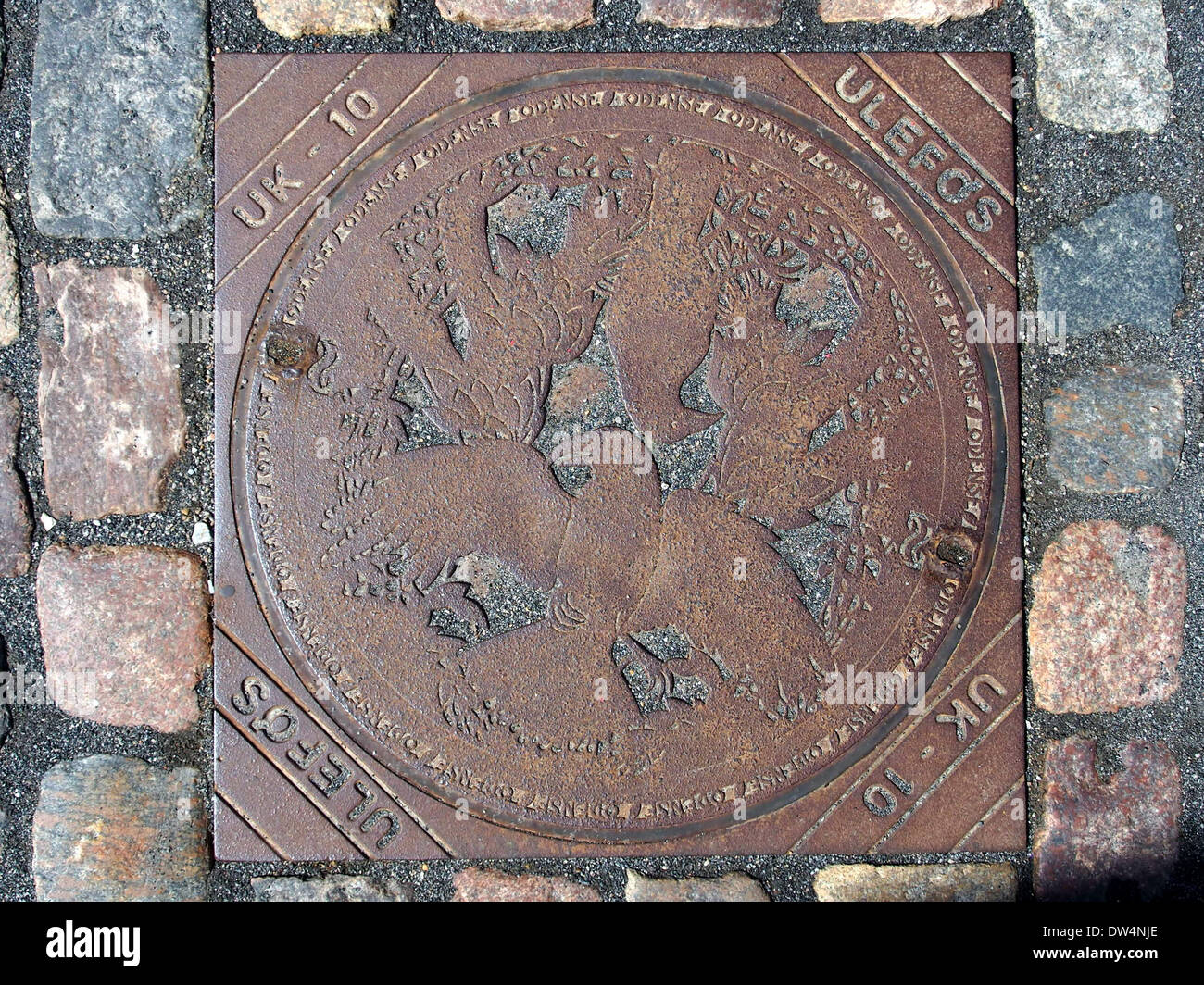 The sewer manhole in Odense, Denmark, is a part of the city's ...