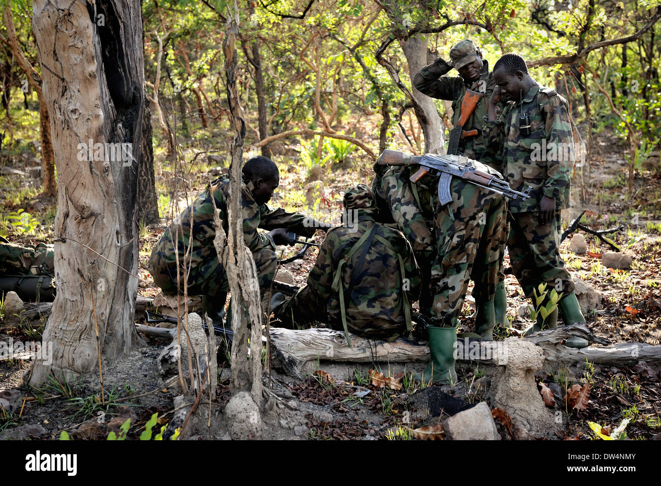Ugandan soldiers of the Uganda People's Defence Force (UPDF) patrol ...