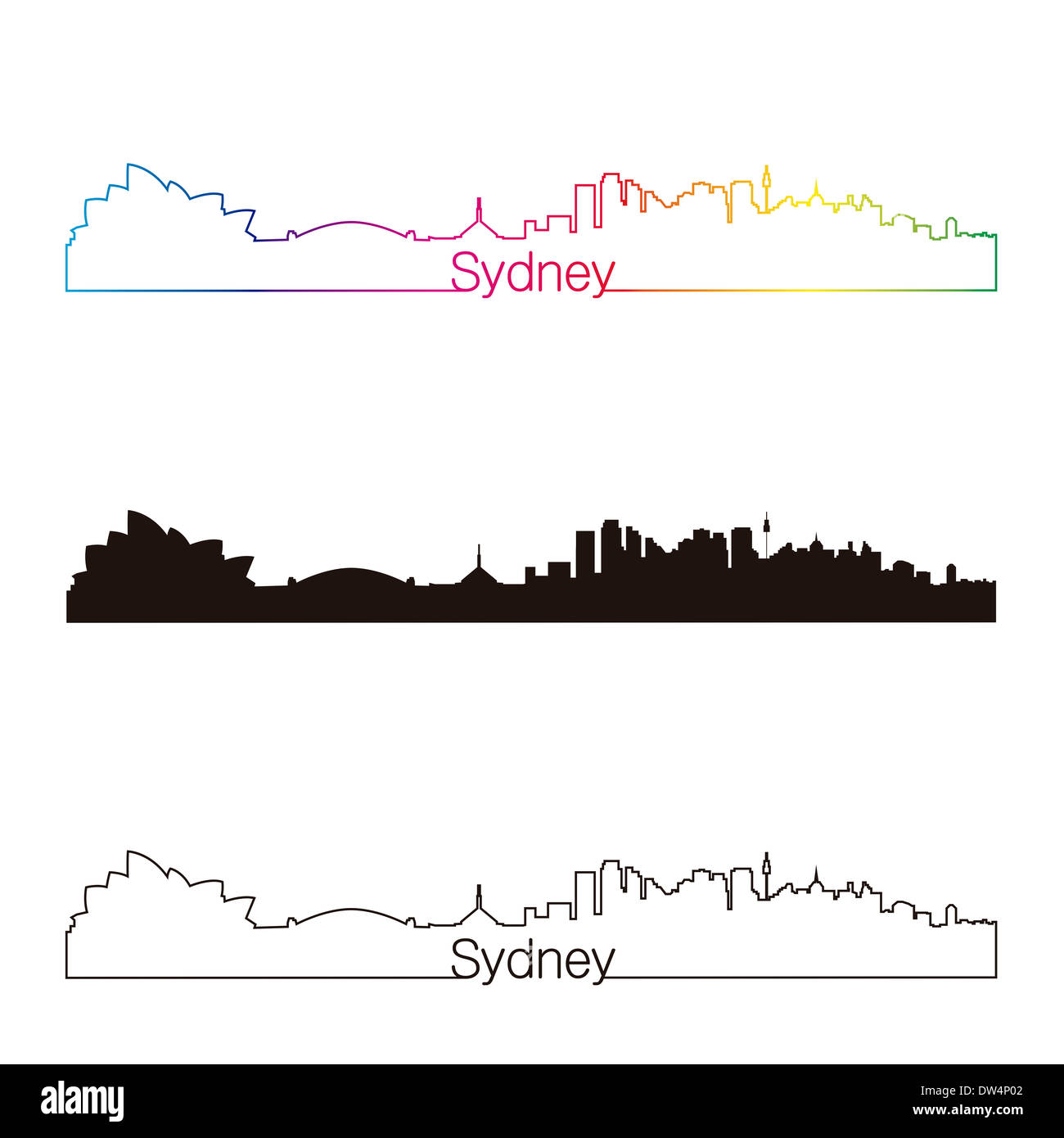 Sydney skyline linear style with rainbow Stock Photo - Alamy