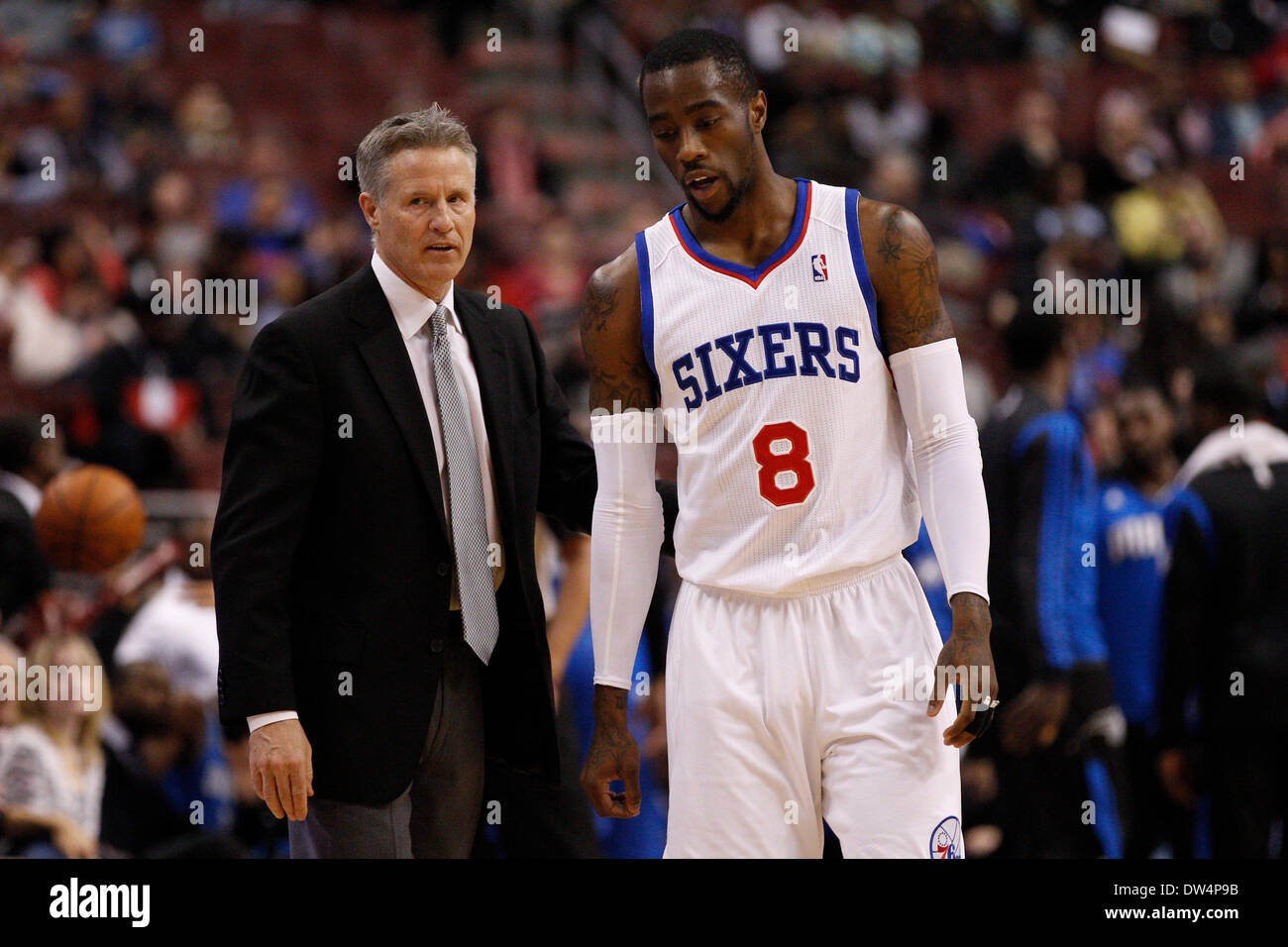 February 26, 2014: Philadelphia 76ers head coach Brett Brown looks on ...