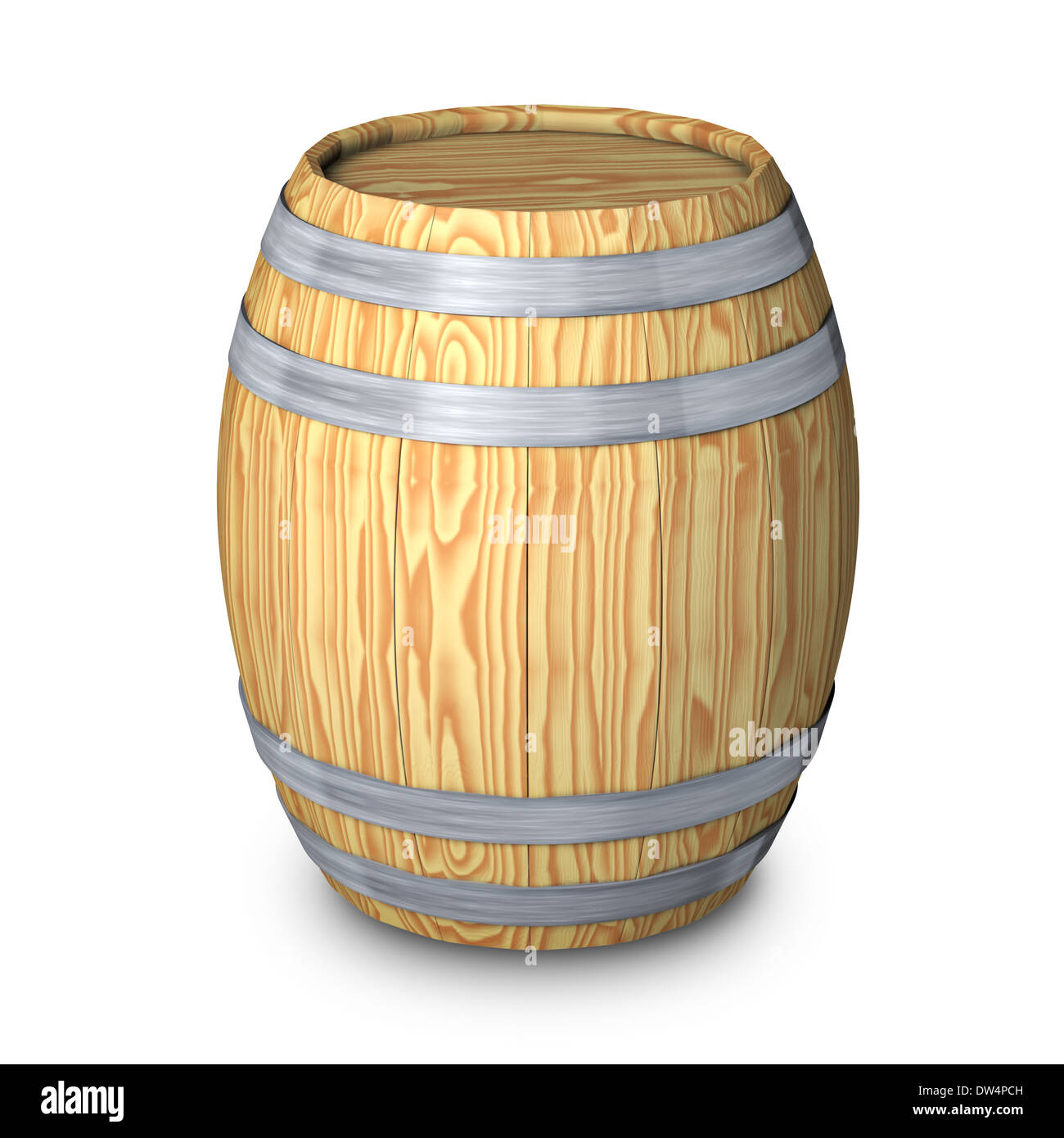 Wooden barrel with steel ring on white background Stock Photo - Alamy