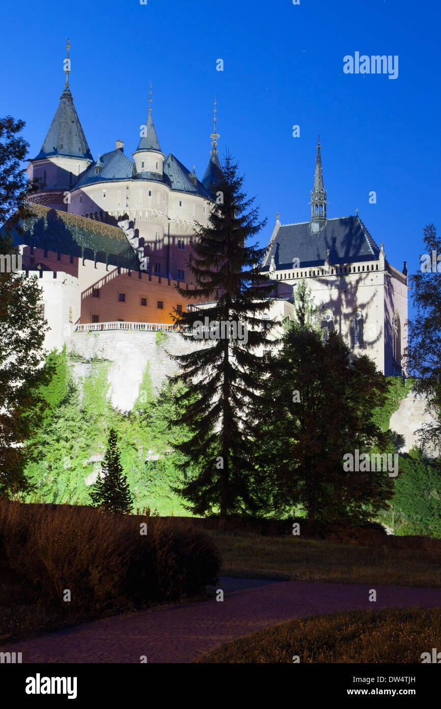 Bojnice Castle at night, Bojnice, Slovakia Stock Photo - Alamy