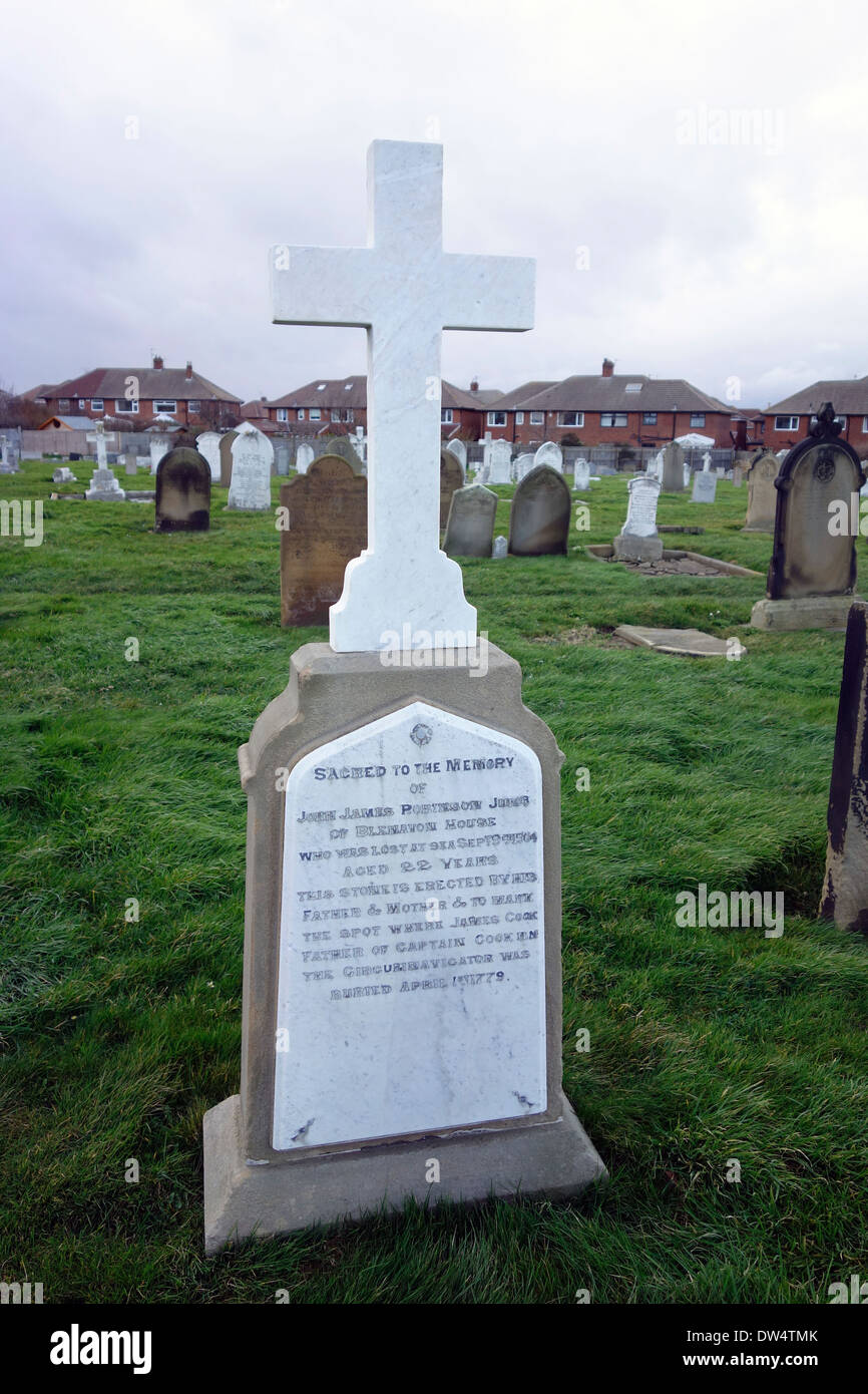 A memorial stone marking the site where the father of Captain James ...