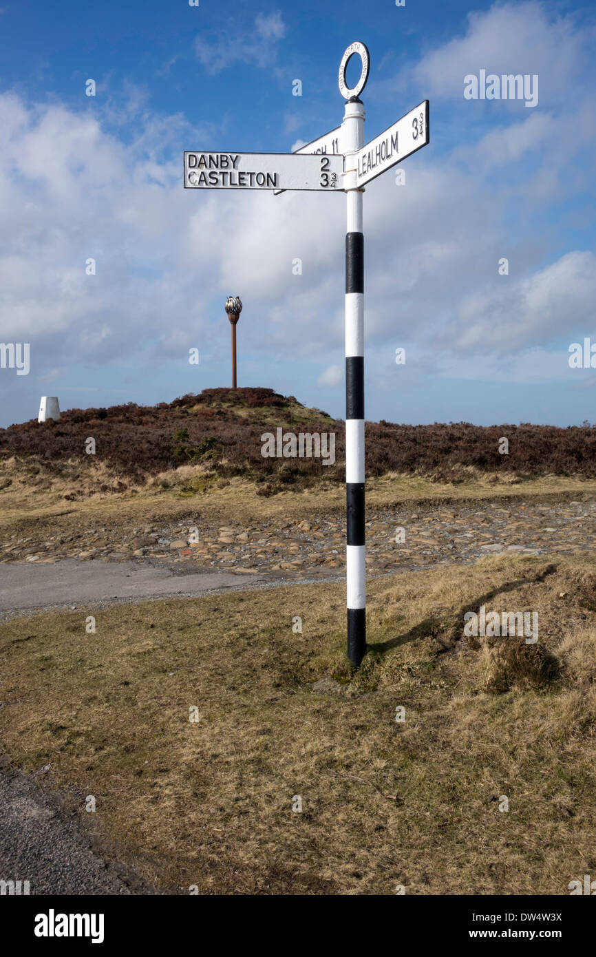 Signpost at Danby Beacon showing the direction to Lealholm on Stage 1 ...