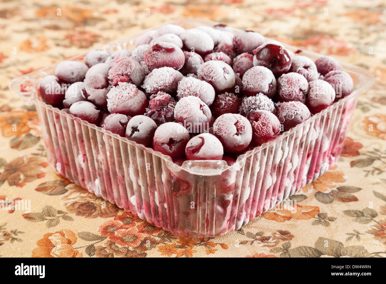 sweet cherry frozen on table Stock Photo - Alamy
