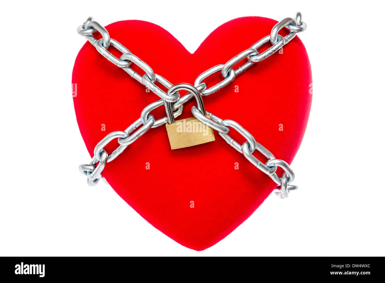Red heart locked on padlock. Isolated over a white background Stock ...