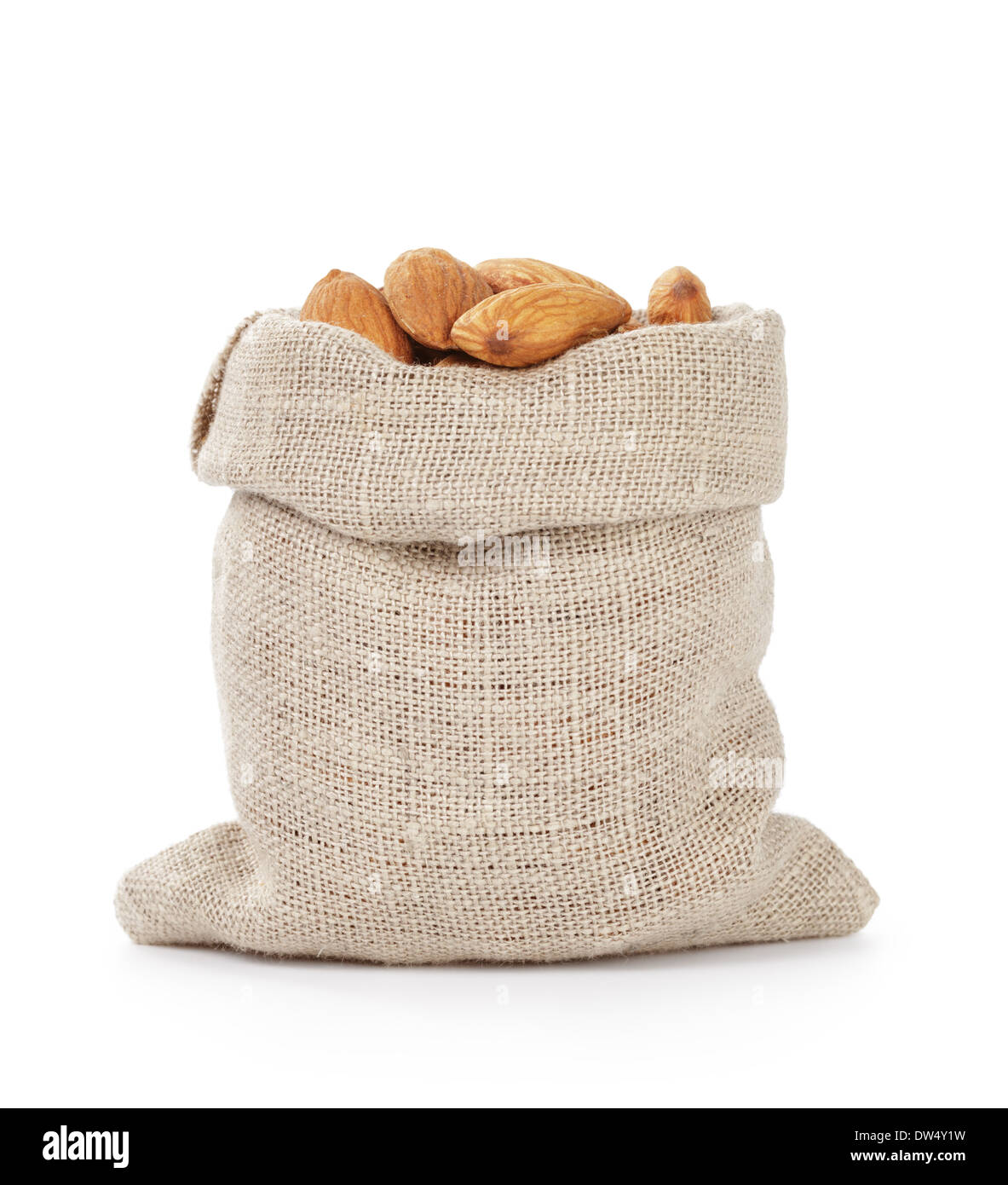 small sack bag full of dried almond nuts, isolated on white Stock Photo ...