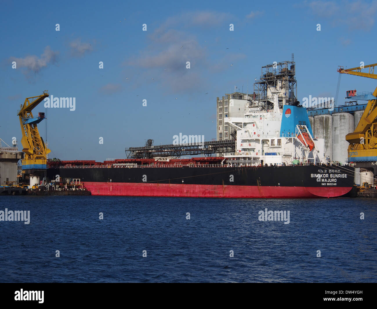 The Sinokor Sunrise, with IMO number 9602148, is docked at the Port of ...