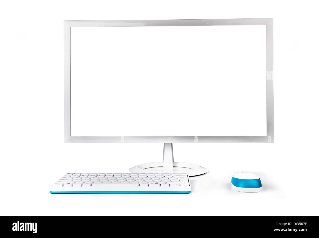 Desktop computer and keyboard and mouse on white Stock Photo - Alamy
