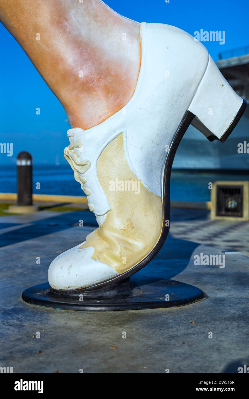 Unconditional Surrender statue. Focus on a shoe. Tuna Harbor, San Diego ...
